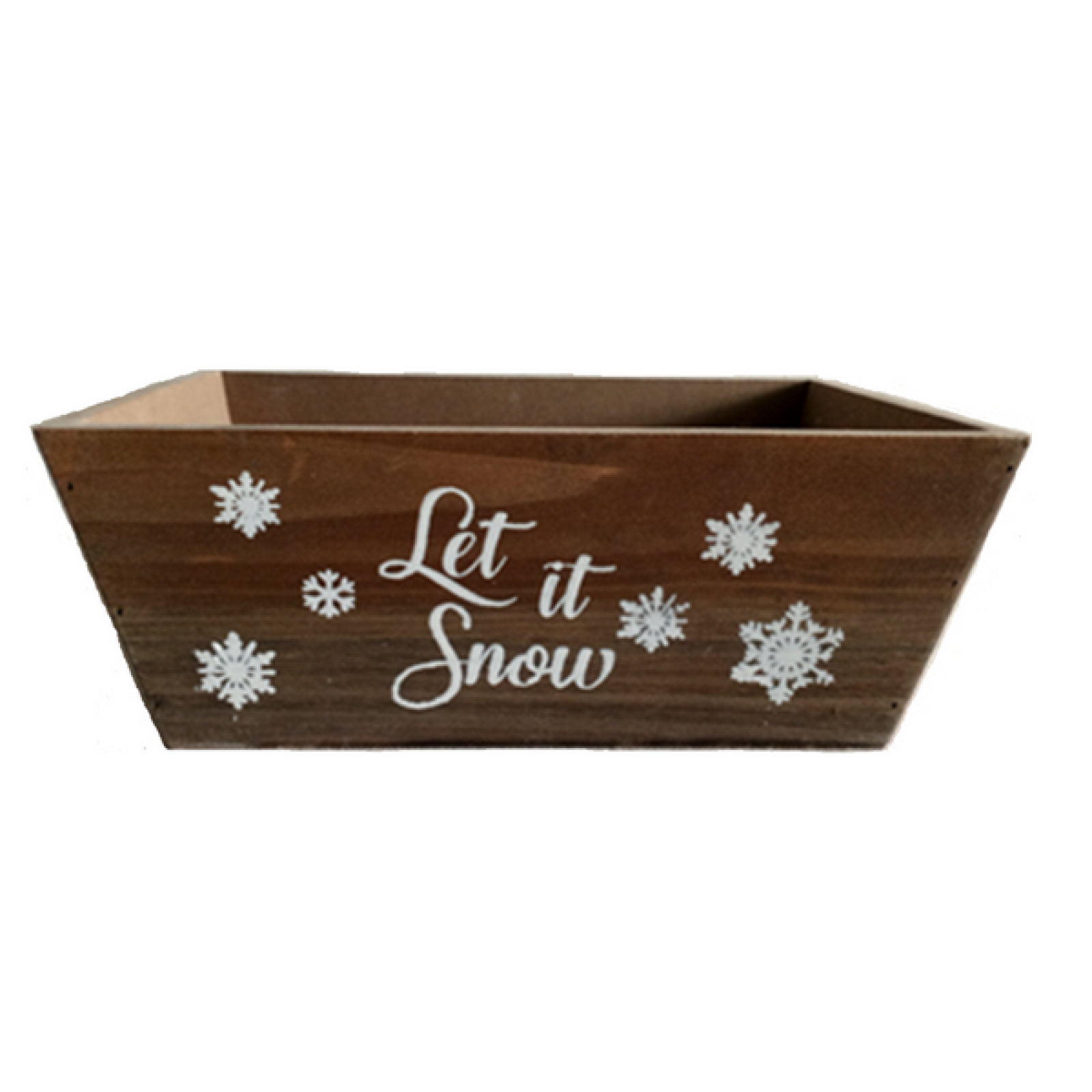 Millwood Pines Rectangular Tapered With Text Let It Snow Wood Crate ...