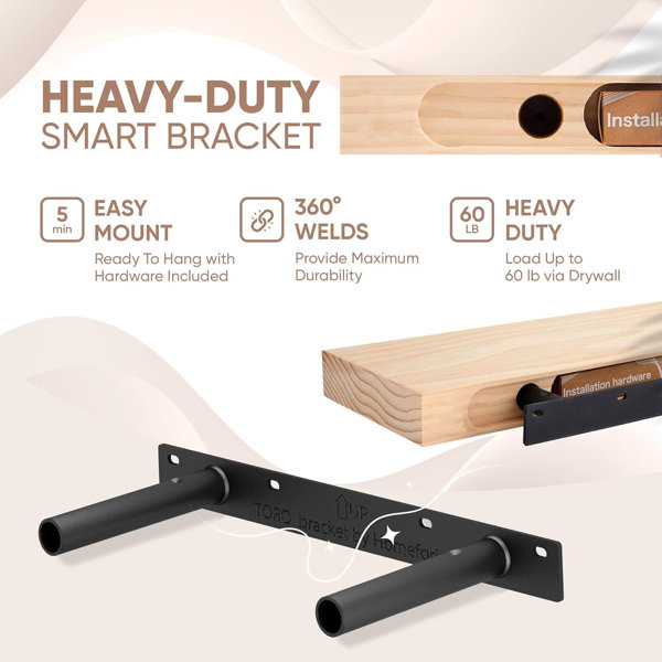Hokku Designs Solid Wood Floating Shelves For Wall - Handcrafted Rustic ...