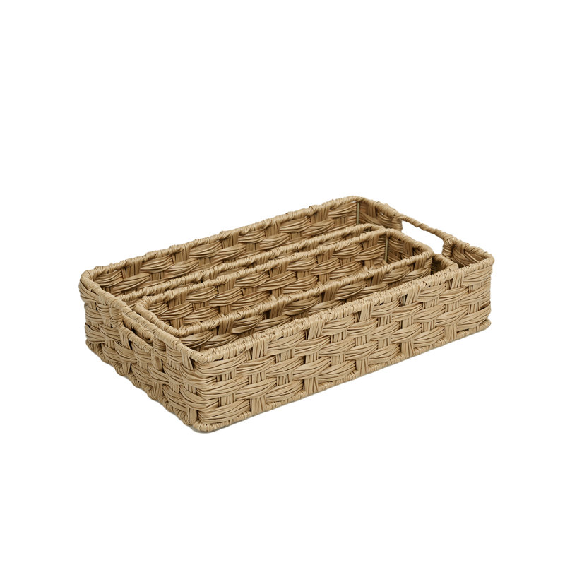 Bay Isle Home™ Canham Set of 3pcs Resin Rattan Storage Bin | Wayfair