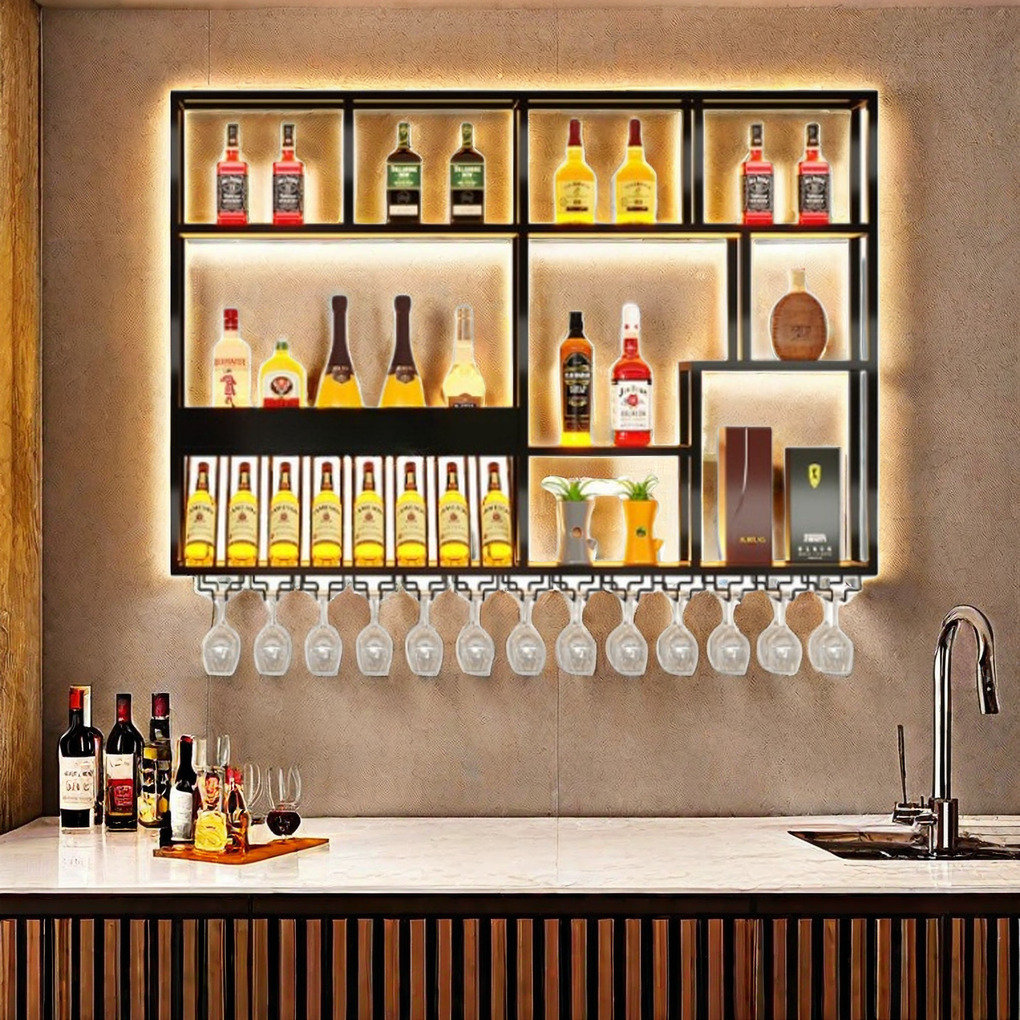 LY Retro Metalworks Bar Restaurant Wall Mounted Metal Wine Rack Wall ...