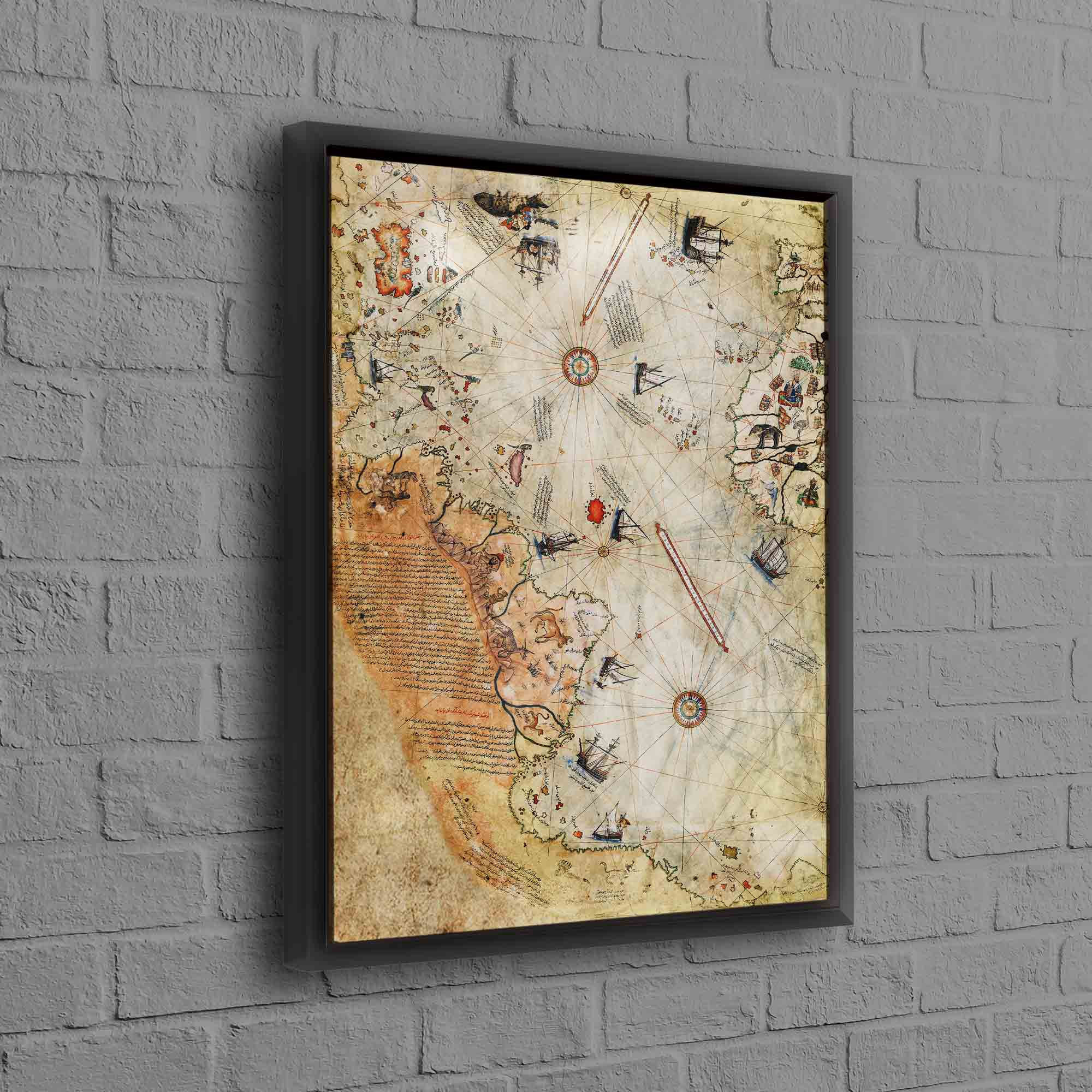 kayra export Antique-Inspired Piri Reis World Map on Sturdy Cotton ...