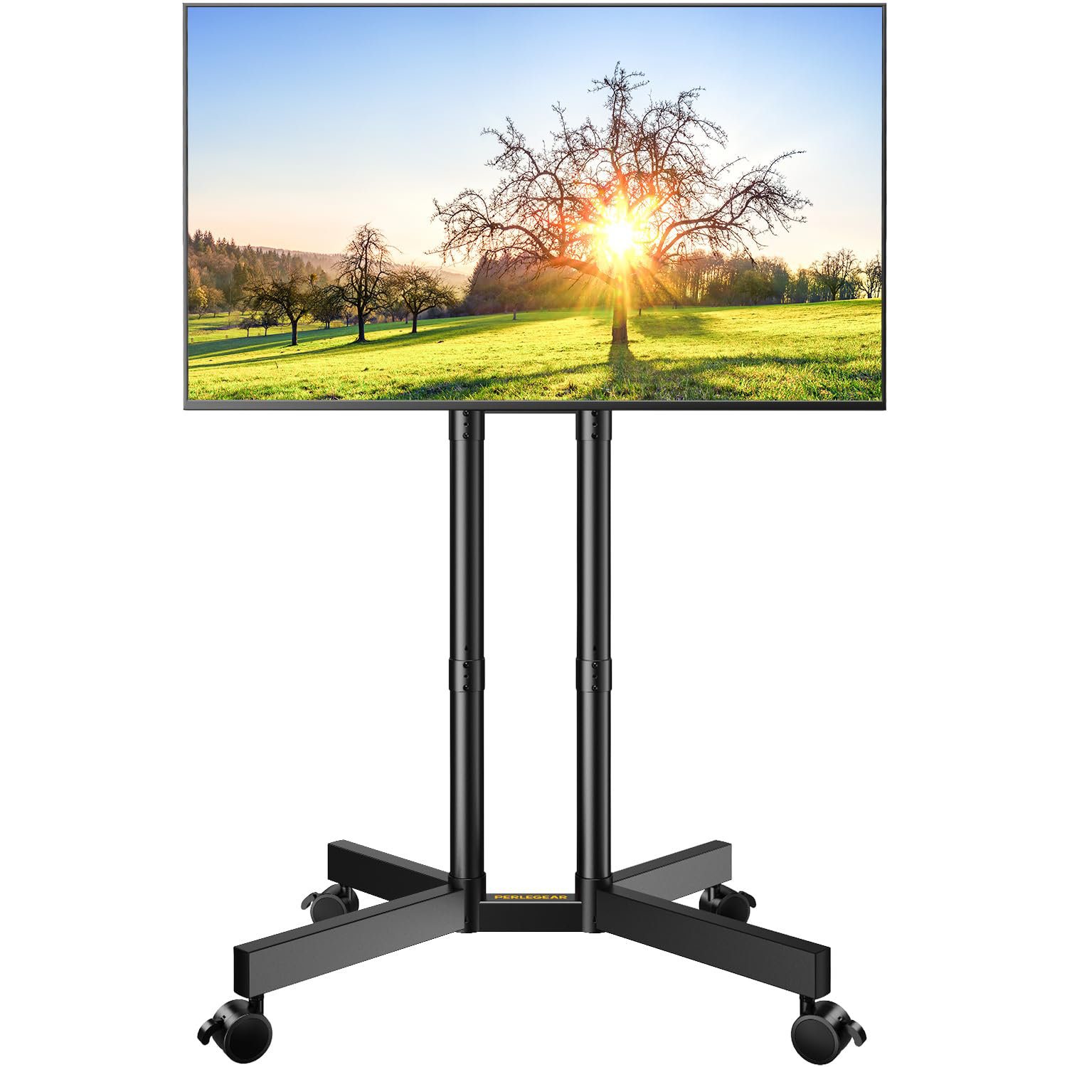 Inbox Zero Rolling Floor TV Stand For 32-70 Inch Tvs, Adjustable Height ...