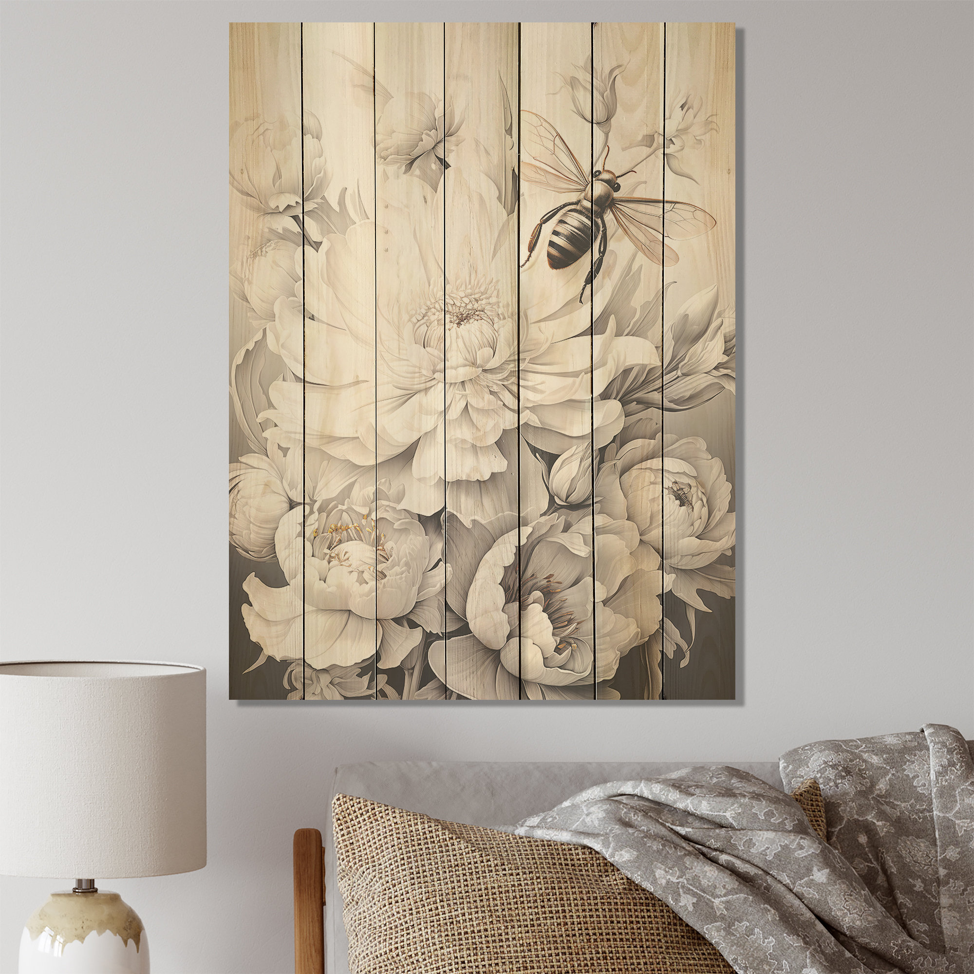 August Grove White And Black Buzzing Bees Flowers II - Insects & Bugs ...