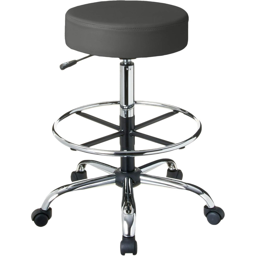 Latitude Run® Round Metal Vinyl Office Stool | Wayfair