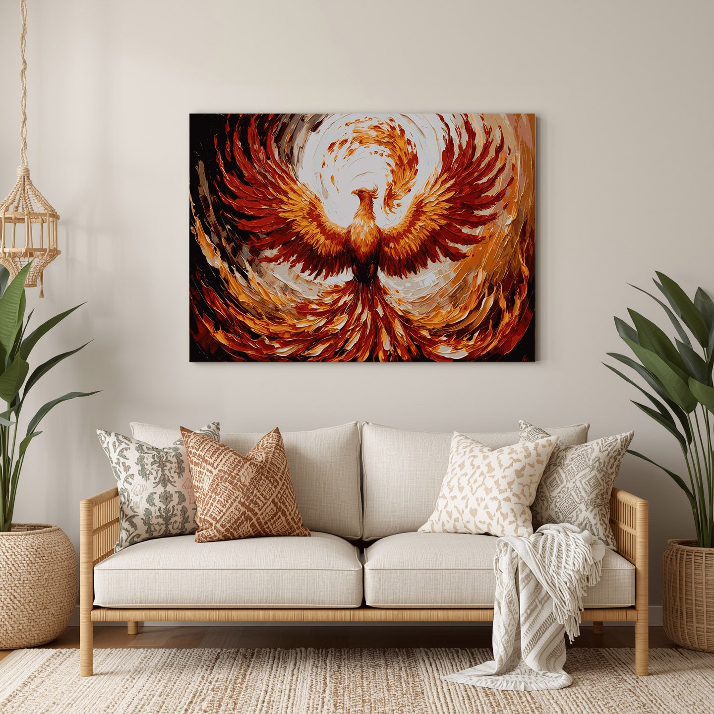 Orren Ellis SciFi Phoenix rising from ashes Brown Metal Wall Art ...