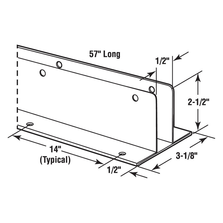 Prime-Line Continuous Wall Bracket, Two Ear, Fits 1/2In Panels ...