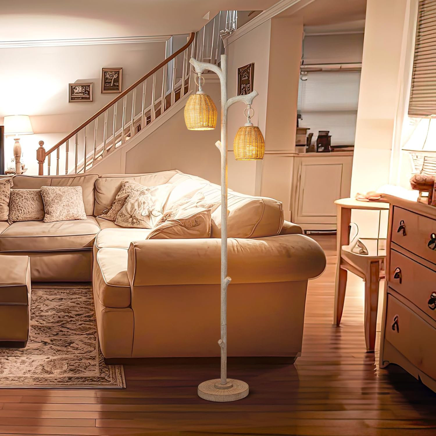 Bayou Breeze 68" High Farmhouse Rustic Country Cottage Floor Lamp Tree ...