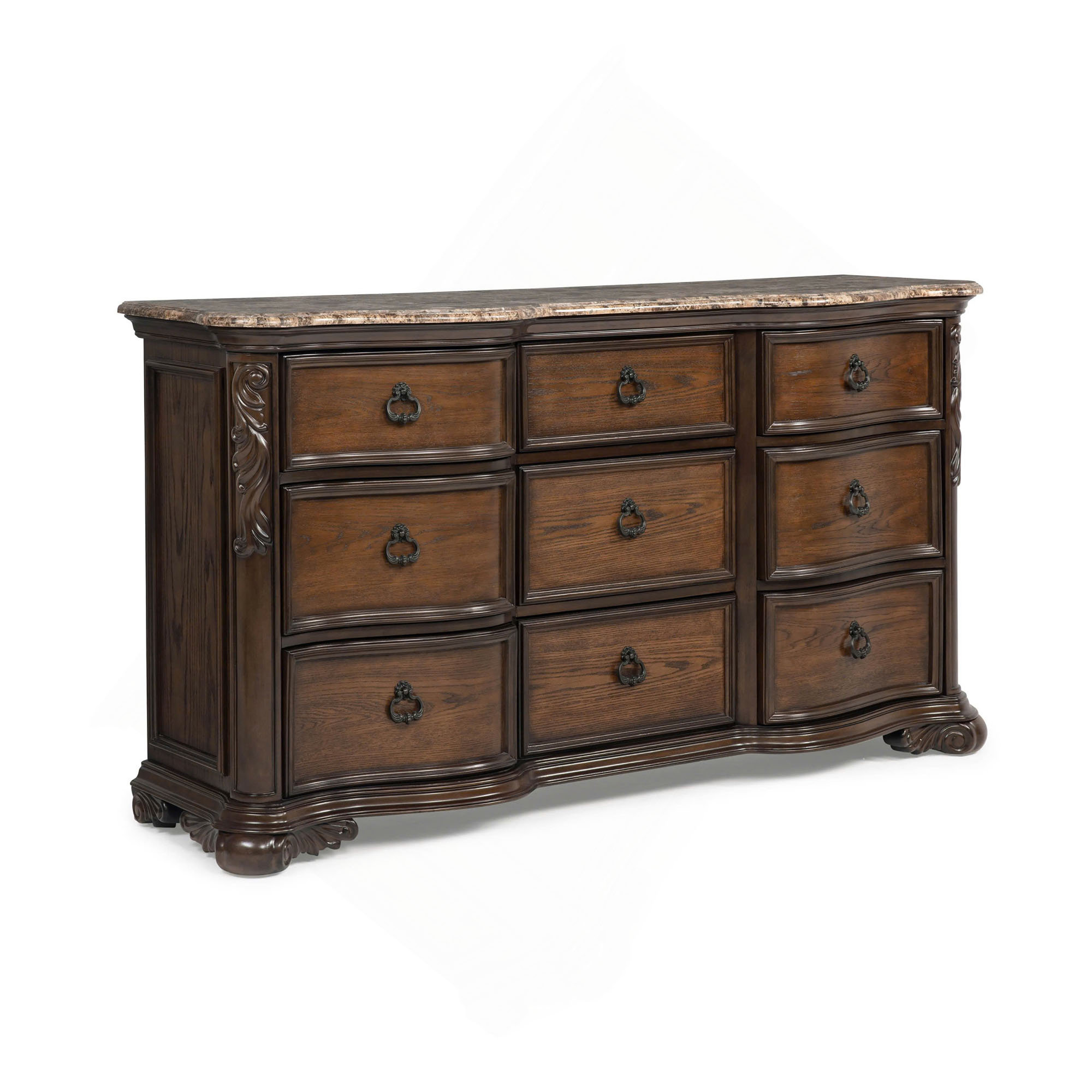 Astoria Grand 1Pc Genuine Marble Top Nine Drawers Dresser Intricate ...