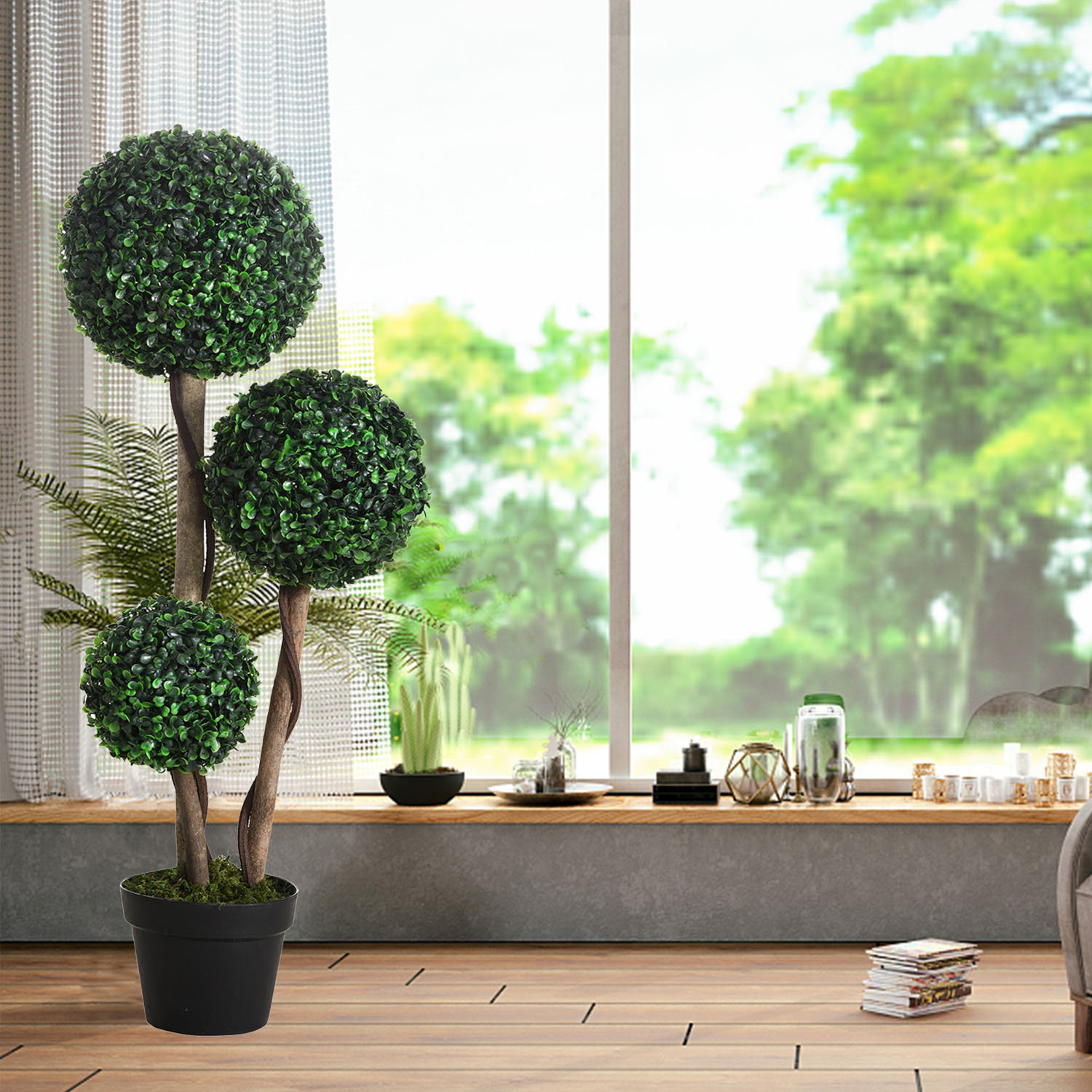 Primrue 35.5'' Faux Boxwood Tree in Pot | Wayfair