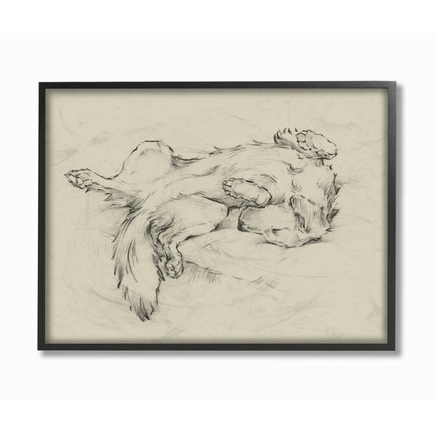 August Grove® Dog Napping Pet Animal Framed Graphic Art | Wayfair