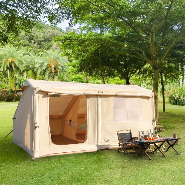 HUUHRIN Large Inflatable Camping Tent, Blow Up Tent with Room, Easy ...