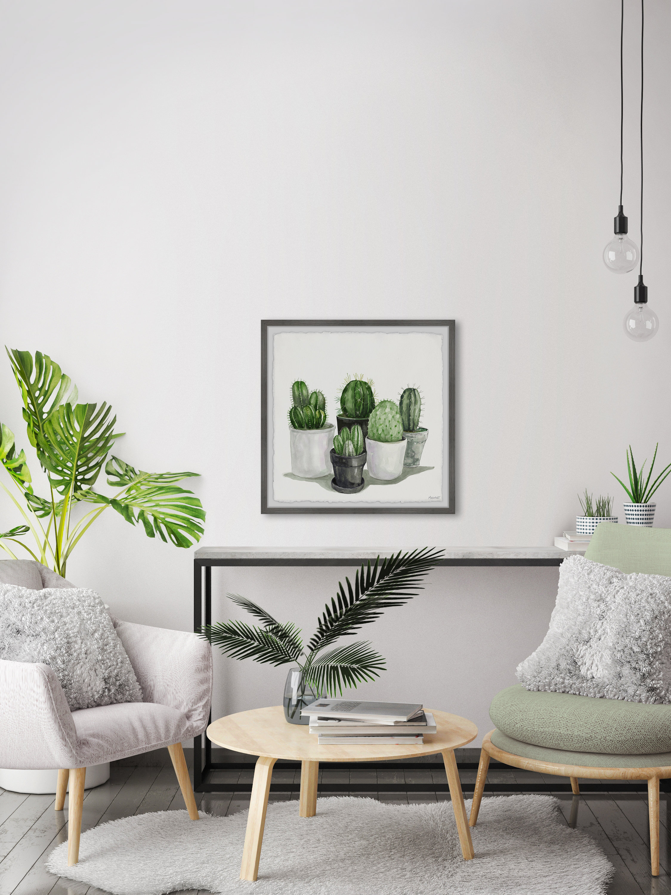 17 Stories 'Pointy Spikes Succulents' Framed Painting Print | Wayfair.co.uk