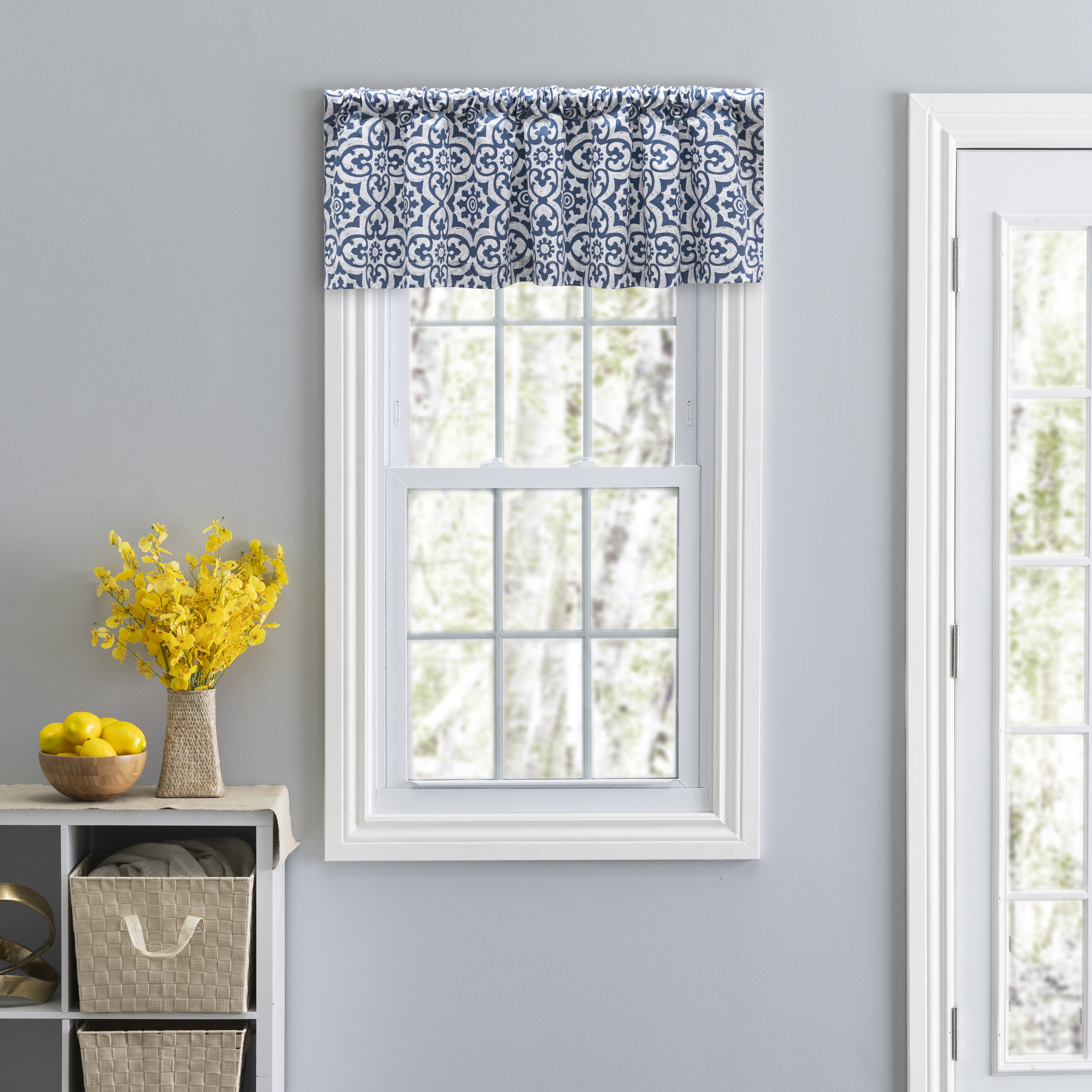 Alcott Hill Ammaria Geometric Cotton Tailored 50" Window Valance in ...