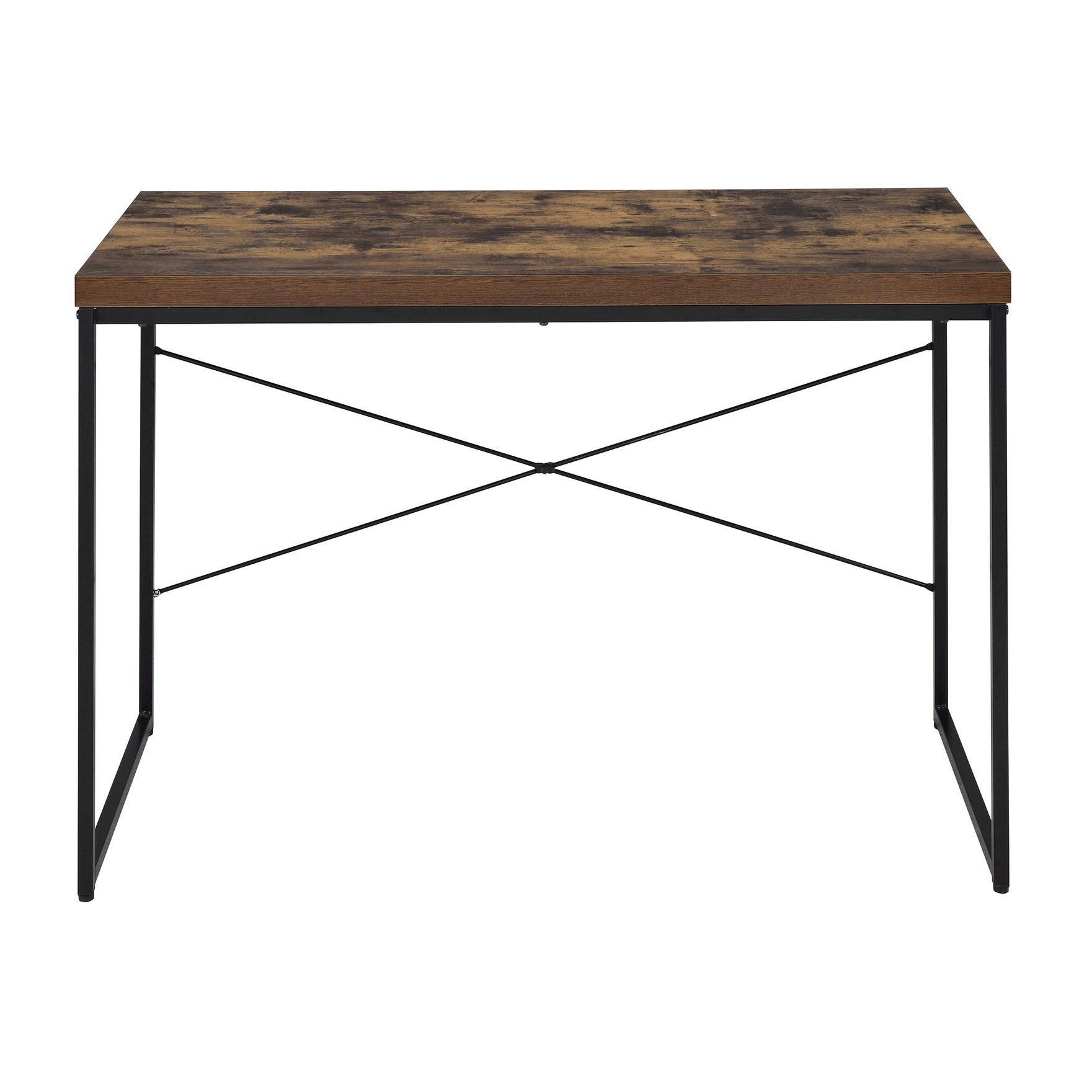 17 Stories Weathered Oak And Black Stable Work Desk With Metal Sled ...