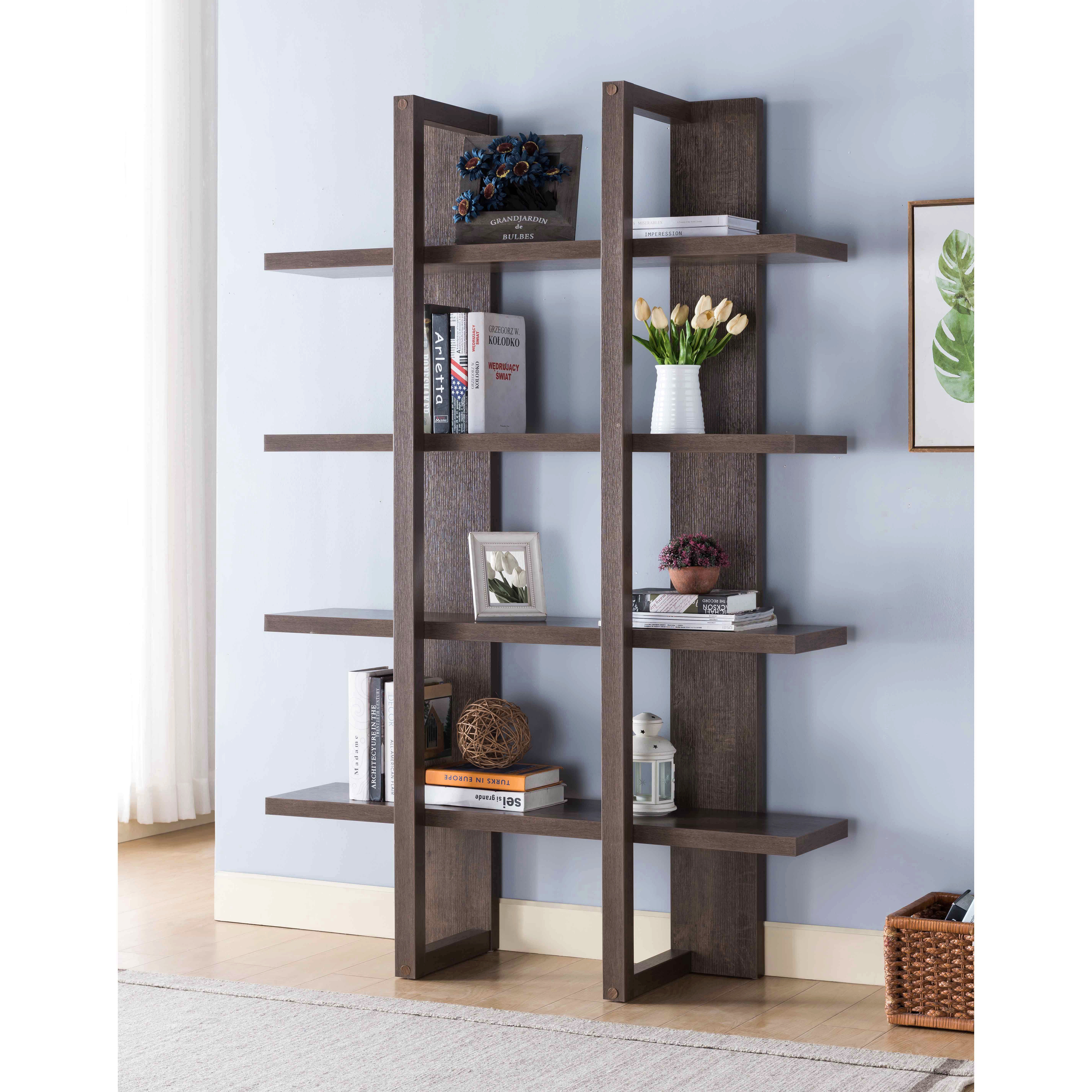 Ebern Designs Wooden 4- Tier Display Organizing Cabinet, Tall Bookcase ...