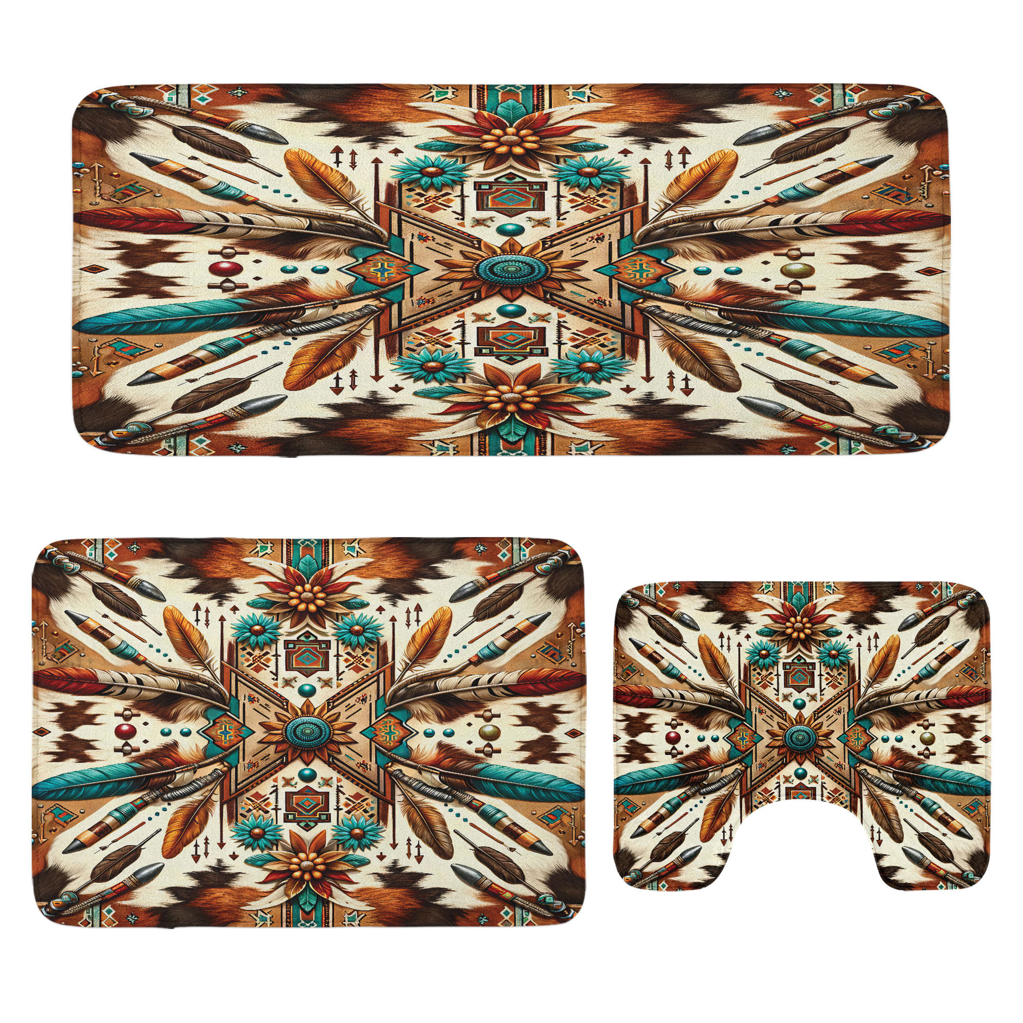 East Urban Home Rustic Bathroom Rug Set 3 Pieces U-Shape & Rectangle ...