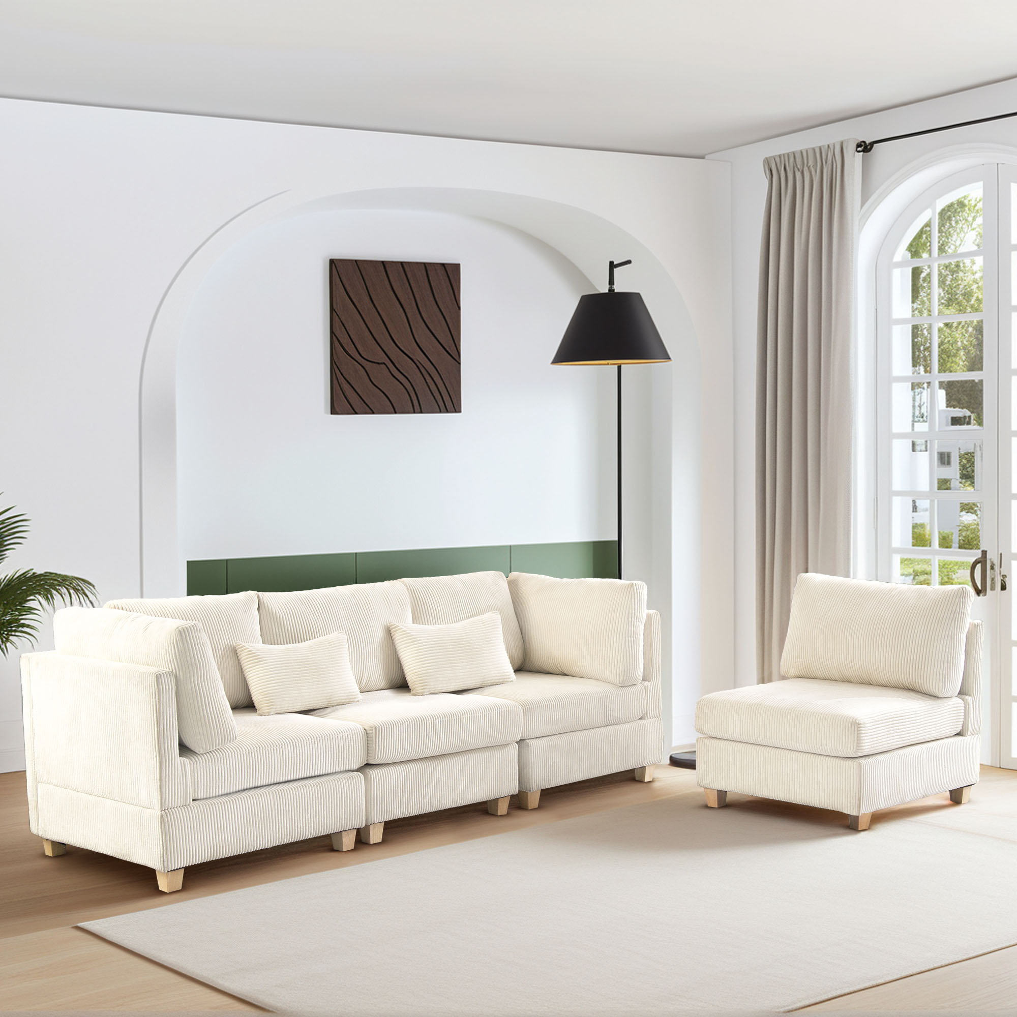 Mercer41 - 126 '' Minimalist Modular Corduroy Cloud Sectional Sofa ...