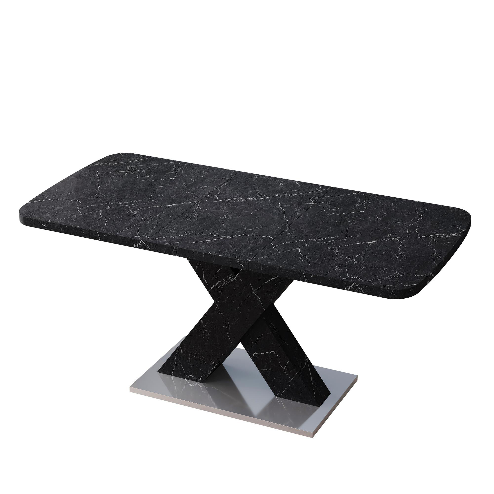 Ivy Bronx Modern Square Dining Table, Stretchable, Table Top+MDF X ...