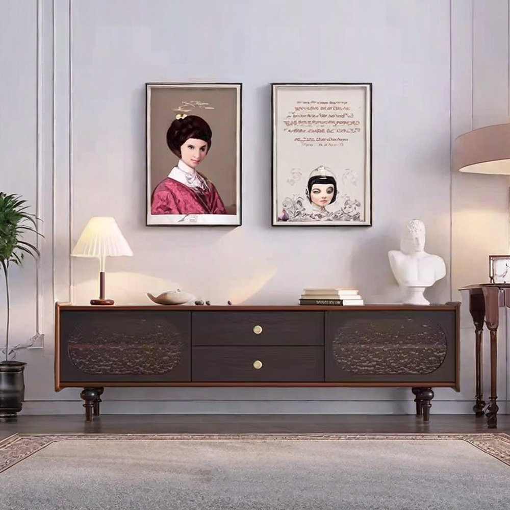 Aurora Craft Retro Storage Solid Wood TV Cabinet 78.74'' Media Console ...