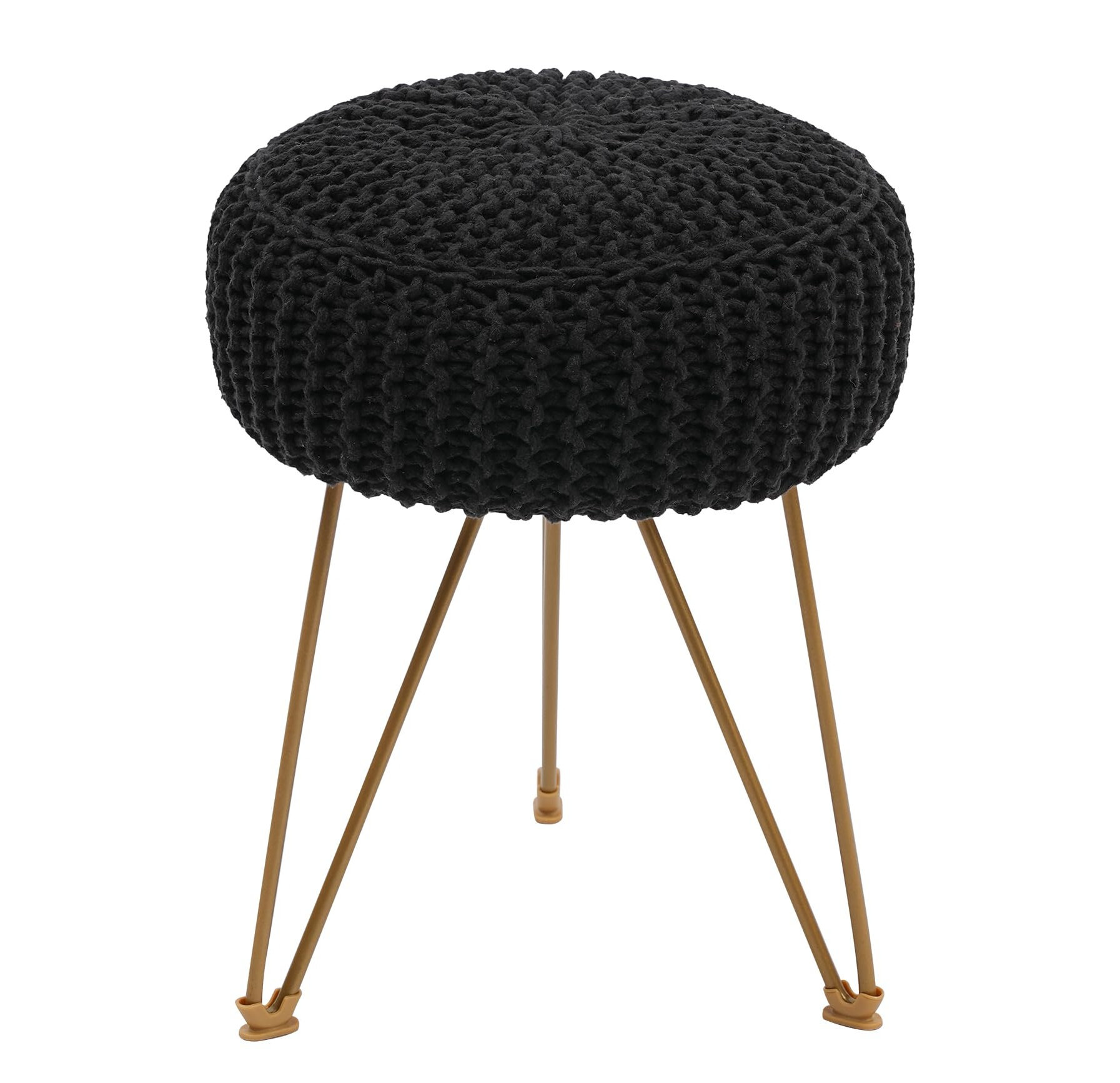 Bungalow Rose Round Boho Pouf Ottoman | Wayfair