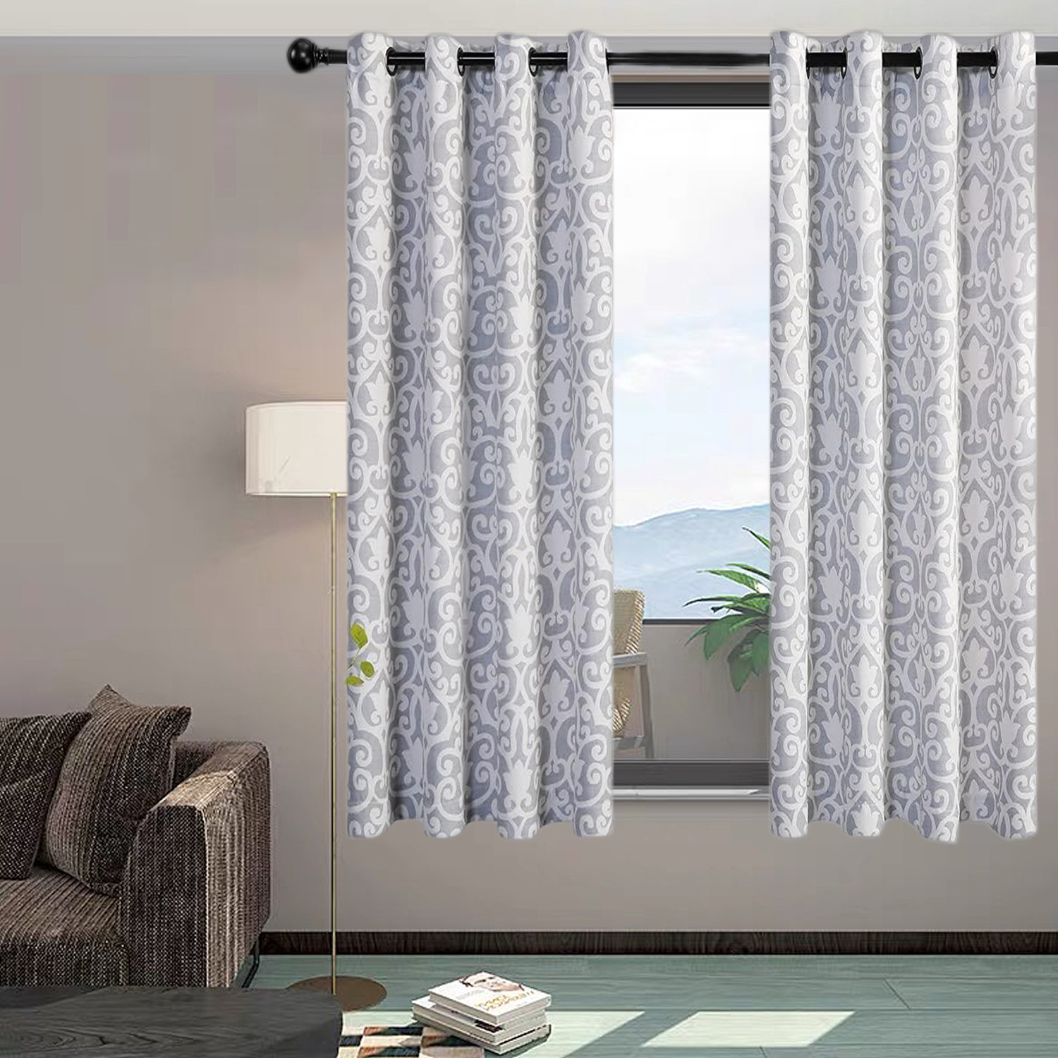 Charlton Home Angelly Damask Room Darkening Thermal Grommet Curtain ...