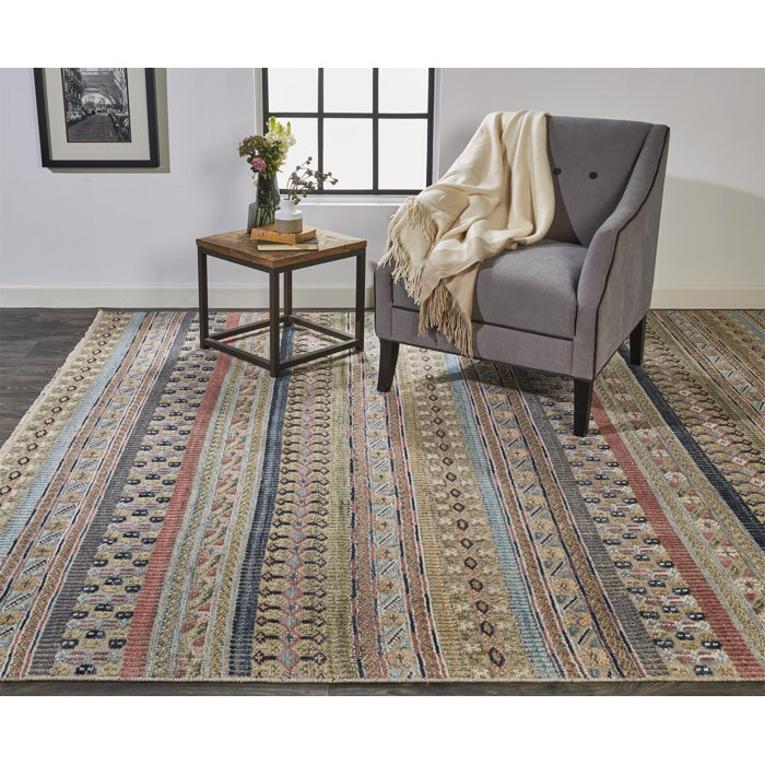 Union Rustic Kedric Hand Knotted Viscose Striped Rug | Wayfair