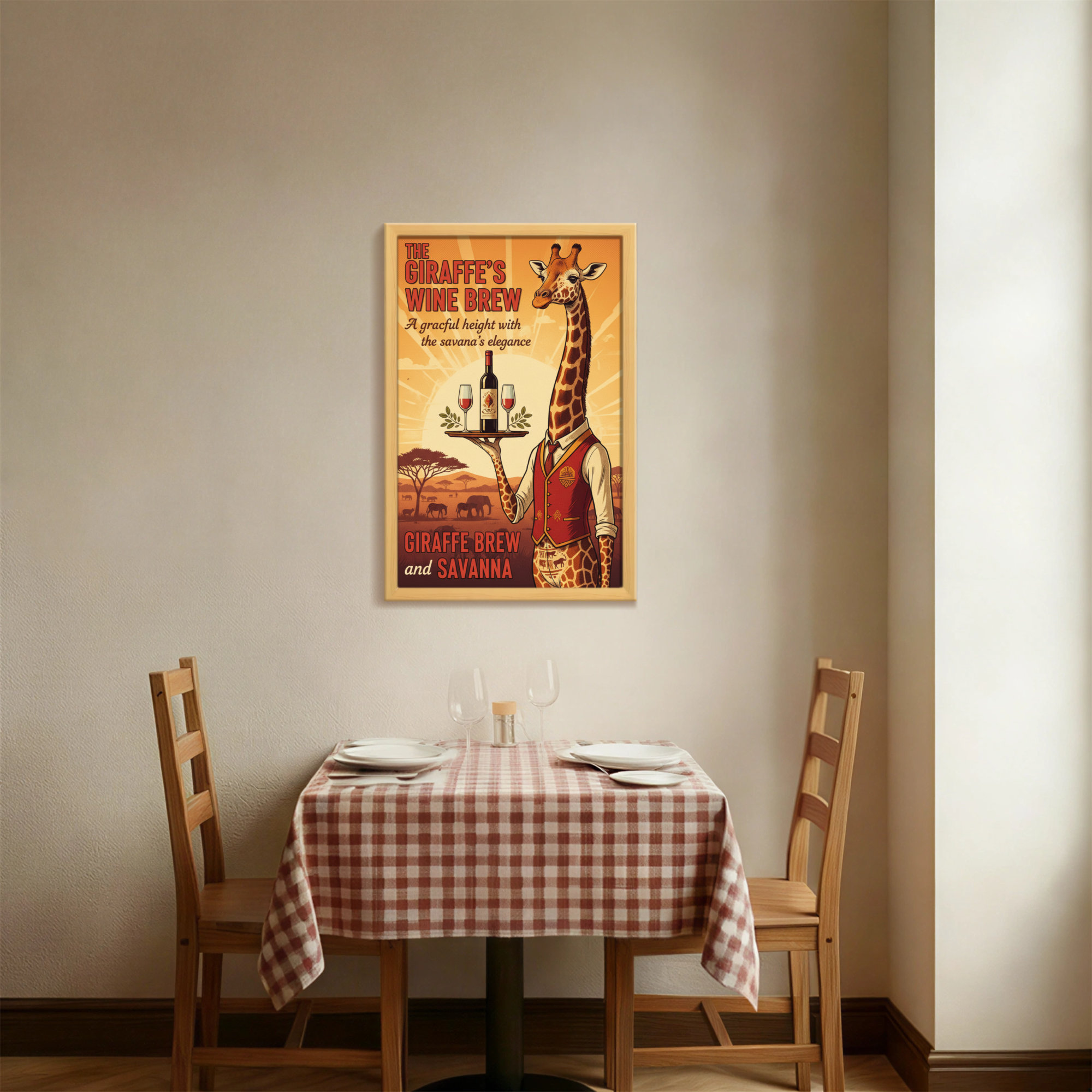 Astoria Grand Fashion Giraffe Wine Brew Savanna Elegance Artwork ...