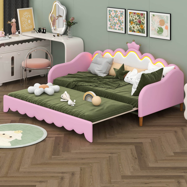 Gemma Violet Modern Upholstered Princess Daybed With Crown Headboard ...