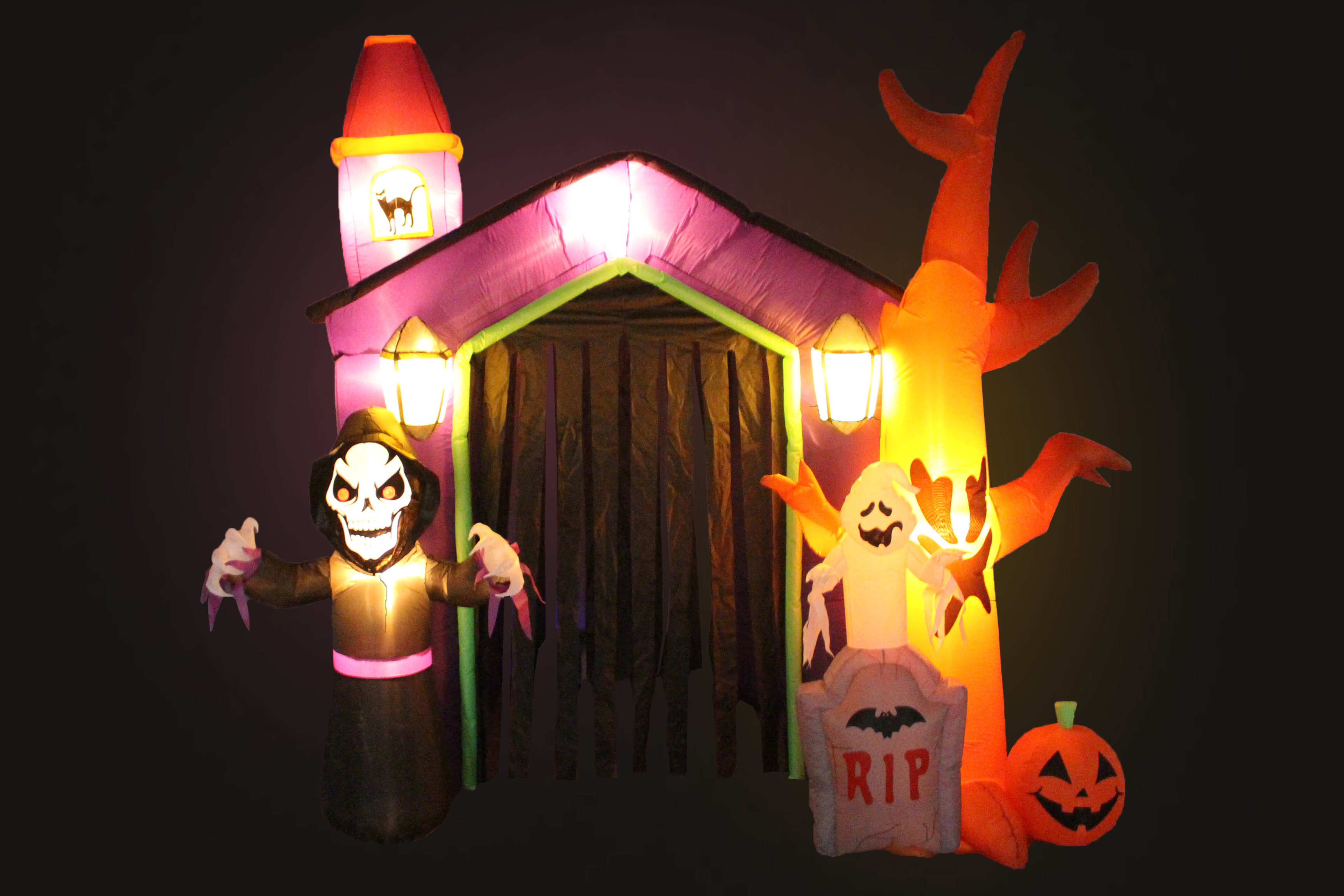 The Holiday Aisle® 8.5 Foot Tall Lighted Happy Halloween Inflatable ...