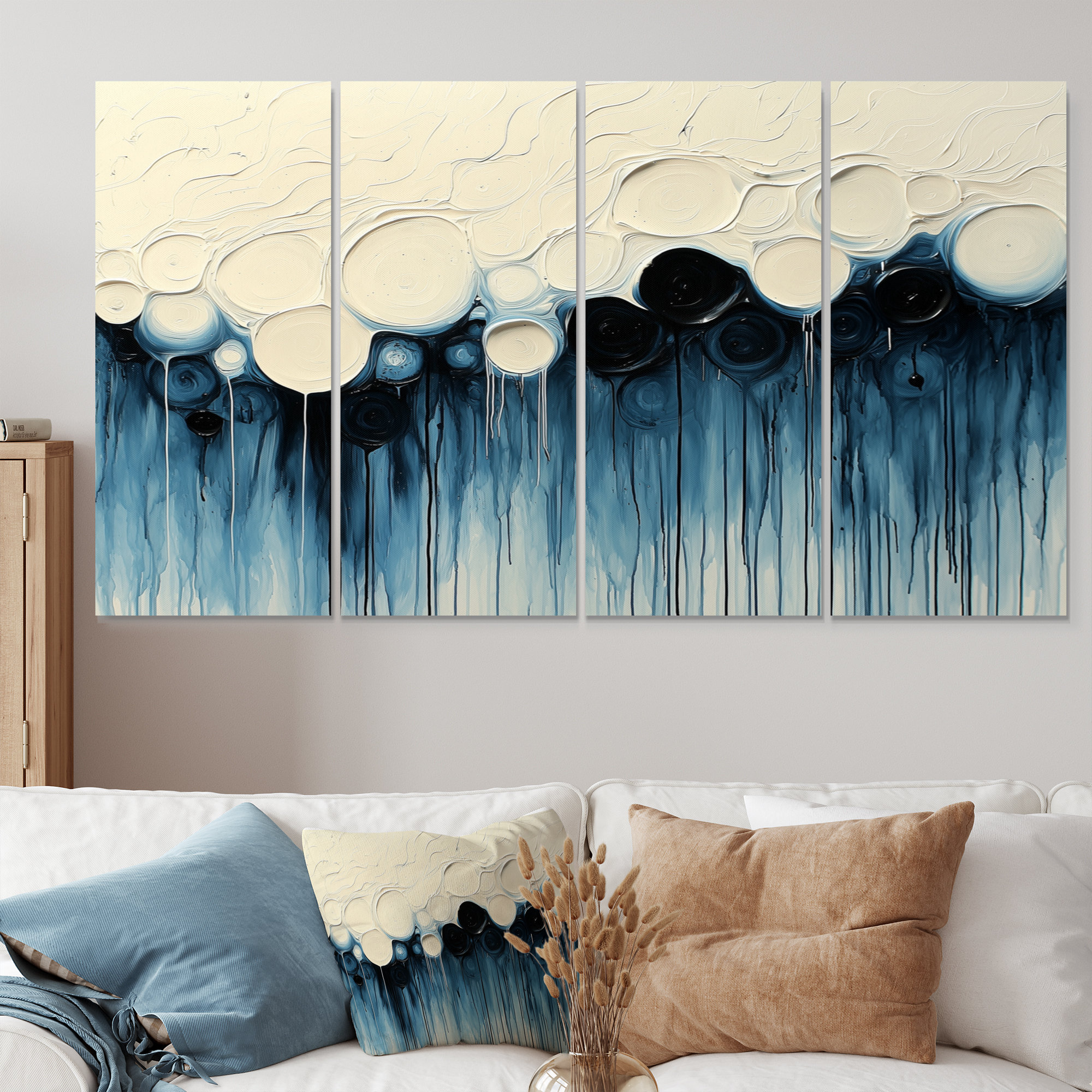 Ivy Bronx Drip Painting Aqua Rhythmic Splashes Of Serenity I - Drip ...