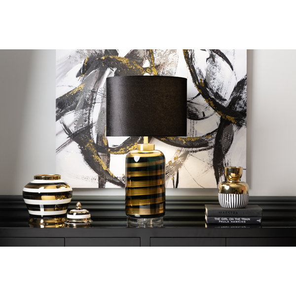 Canora Grey Aidrik 66cm Table Lamp with Glass Base For Bedroom ...