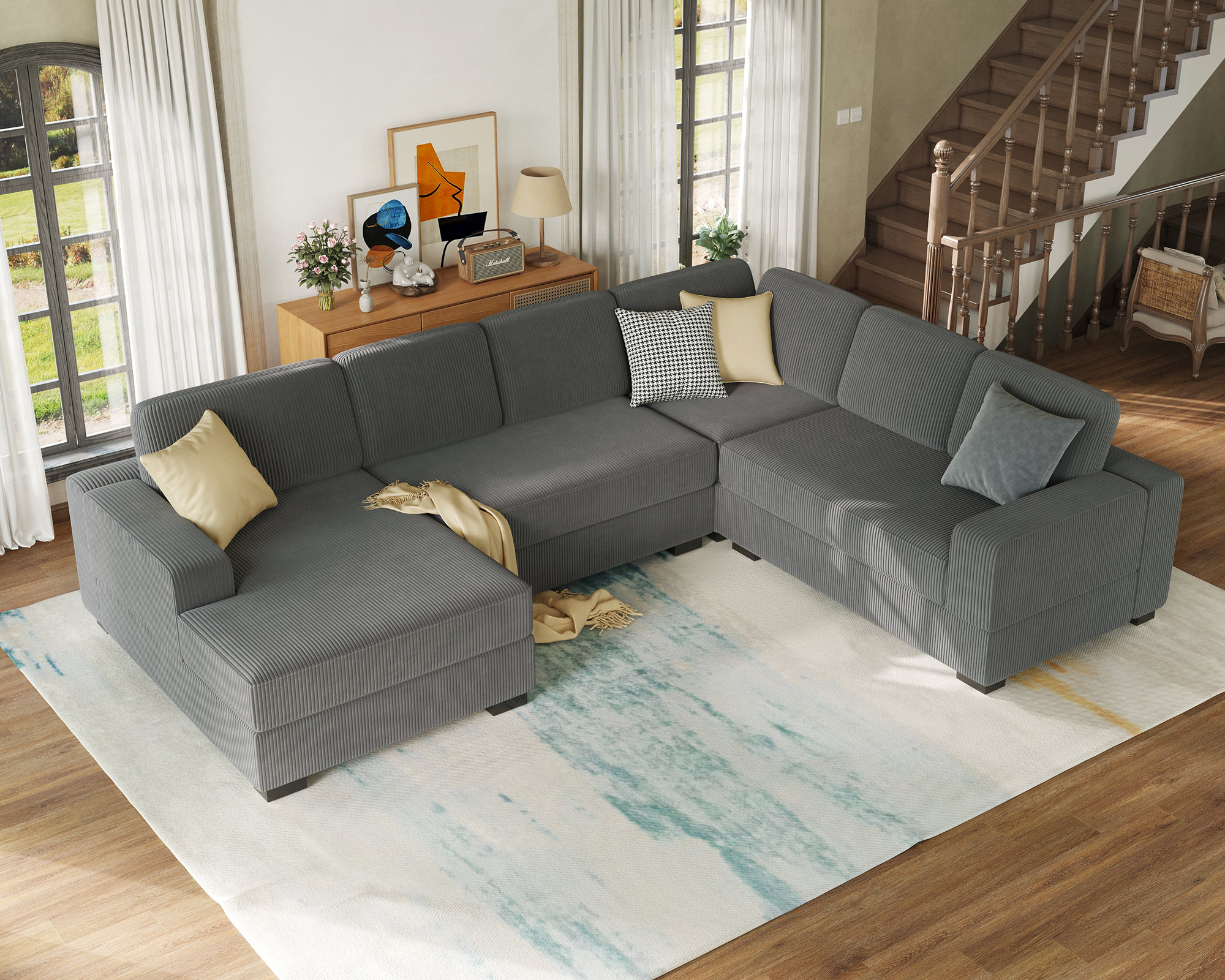 Latitude Run® Canapé modulaire surdimensionné en U de 121 pouces, grand ...