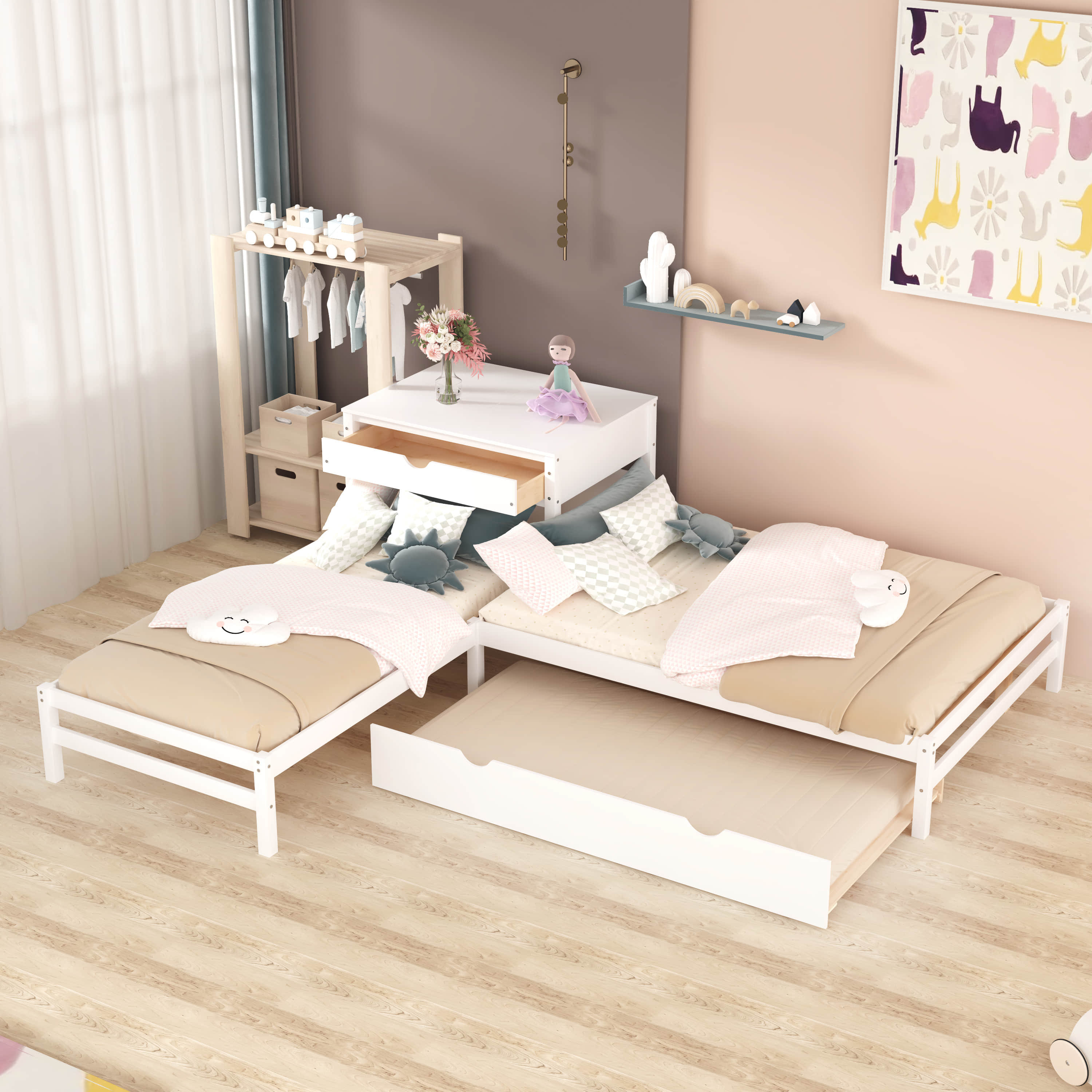 Harriet Bee L-Shaped Full Size And Twin Size Platform Beds | Wayfair