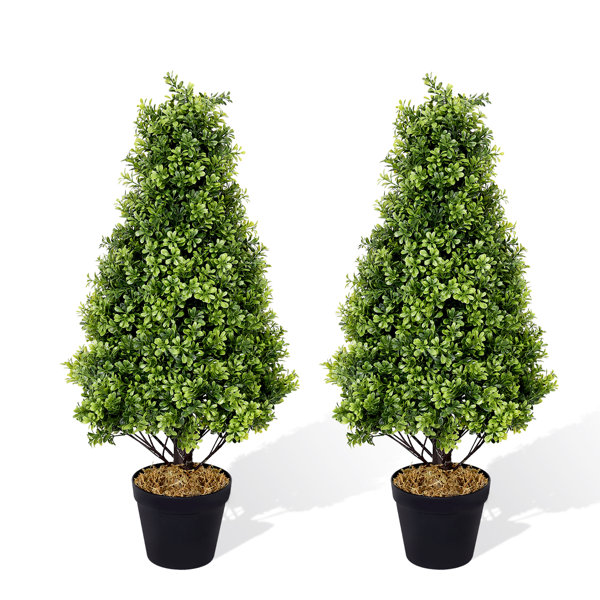 Primrue Artificial Cone-Shaped Boxwood Topiary Tree Front Porch Decor ...