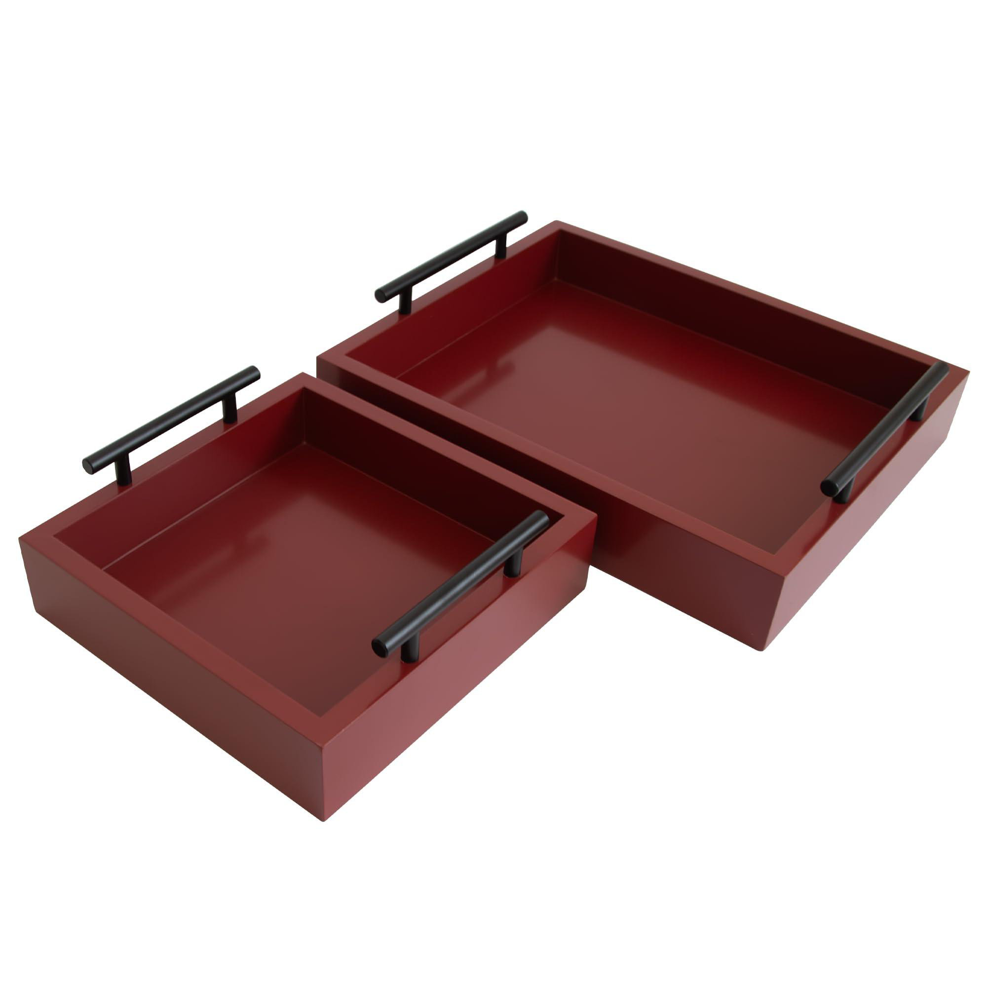 Latitude Run® Set of 2 Serving Trays with Handles | Wayfair