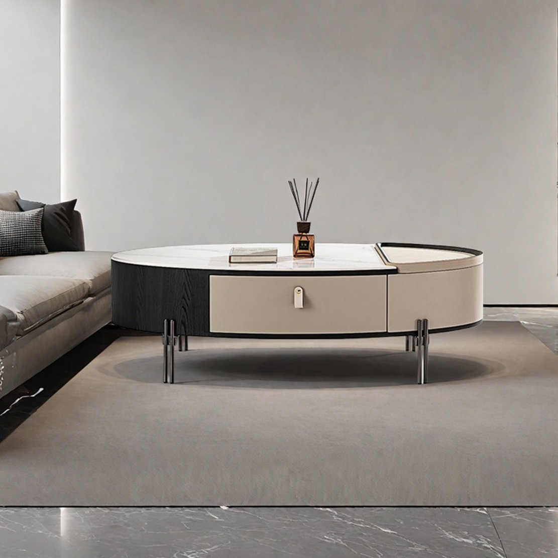 Wu's StylishVault Simple oval microcrystalline stone coffee table ...