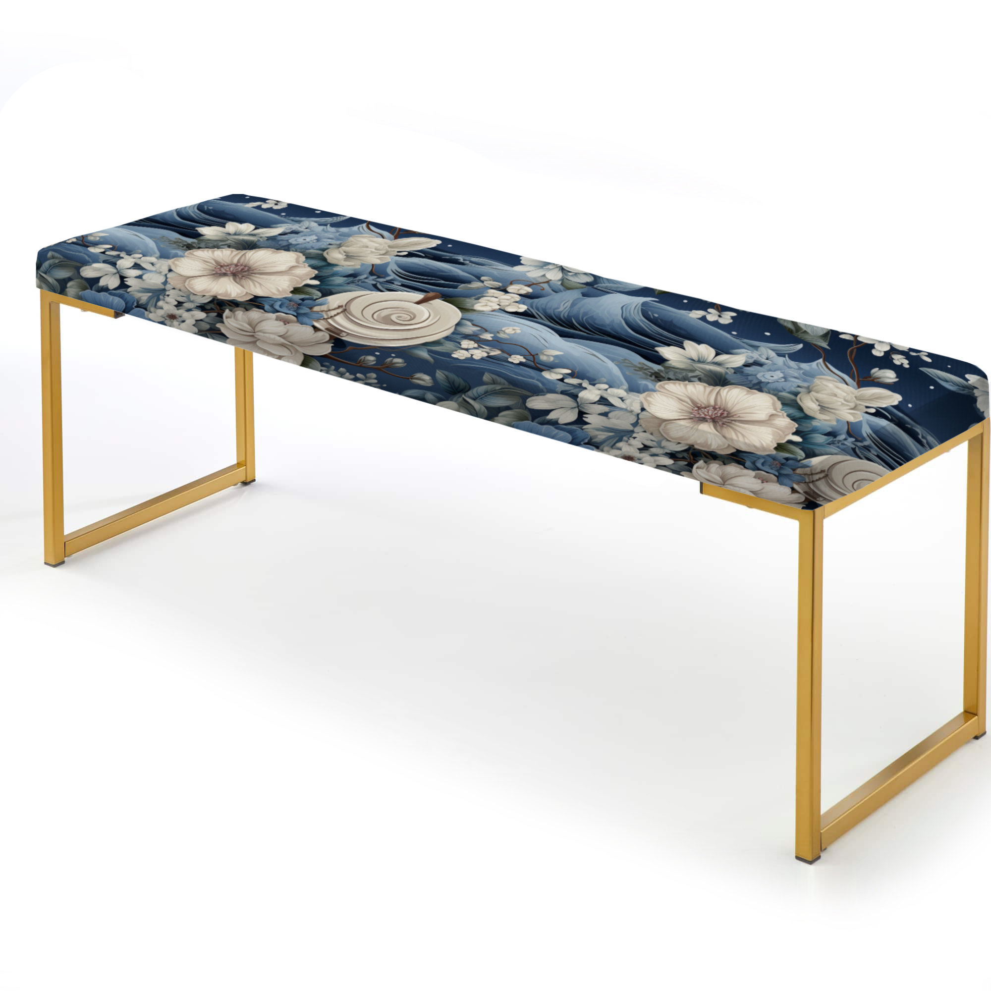 Design Art Nautical Allure Of Blue Flower Ocean - Coastal Upholstered ...