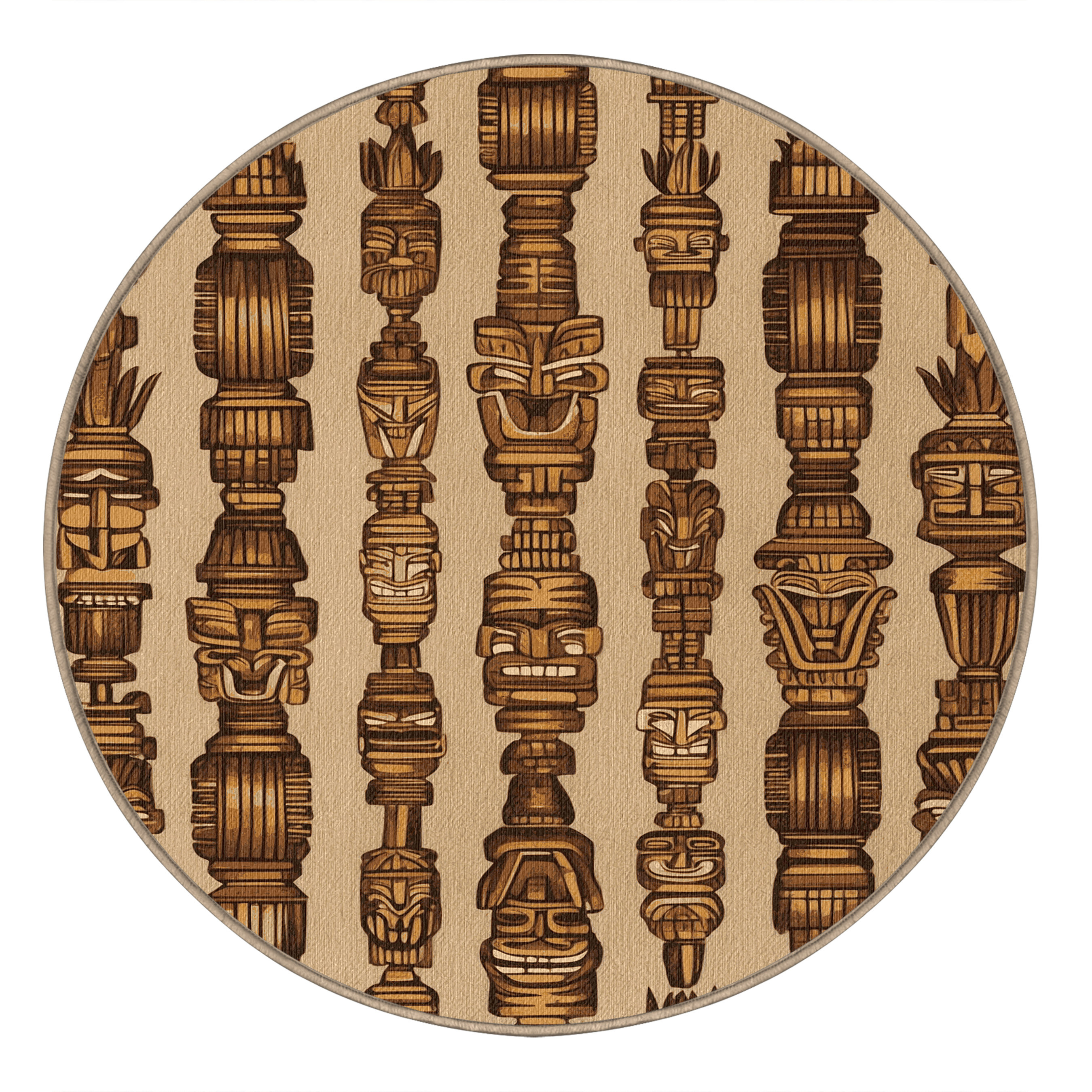 Bayou Breeze Washable Tiki Statues Hawaiian Area Rug | Wayfair