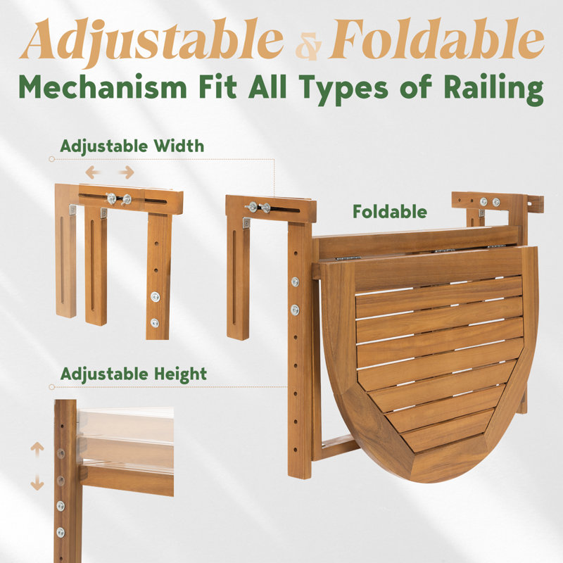 Winston Porter Sirvon Half-Round Balcony Folding Patio Tables | Wayfair