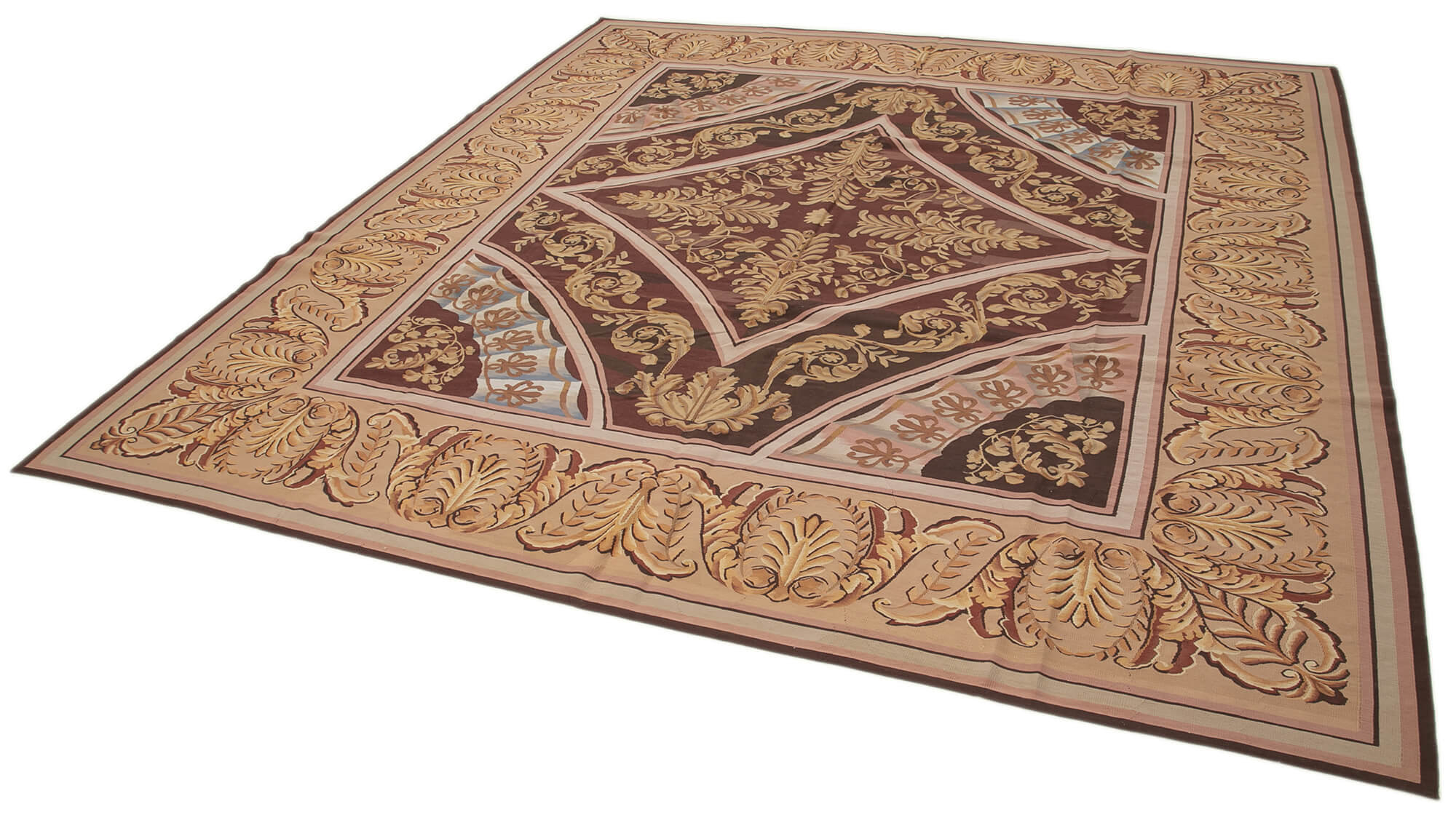 Lofy Aubusson Floral Pink Floral Wool Handmade Area Rug | Wayfair