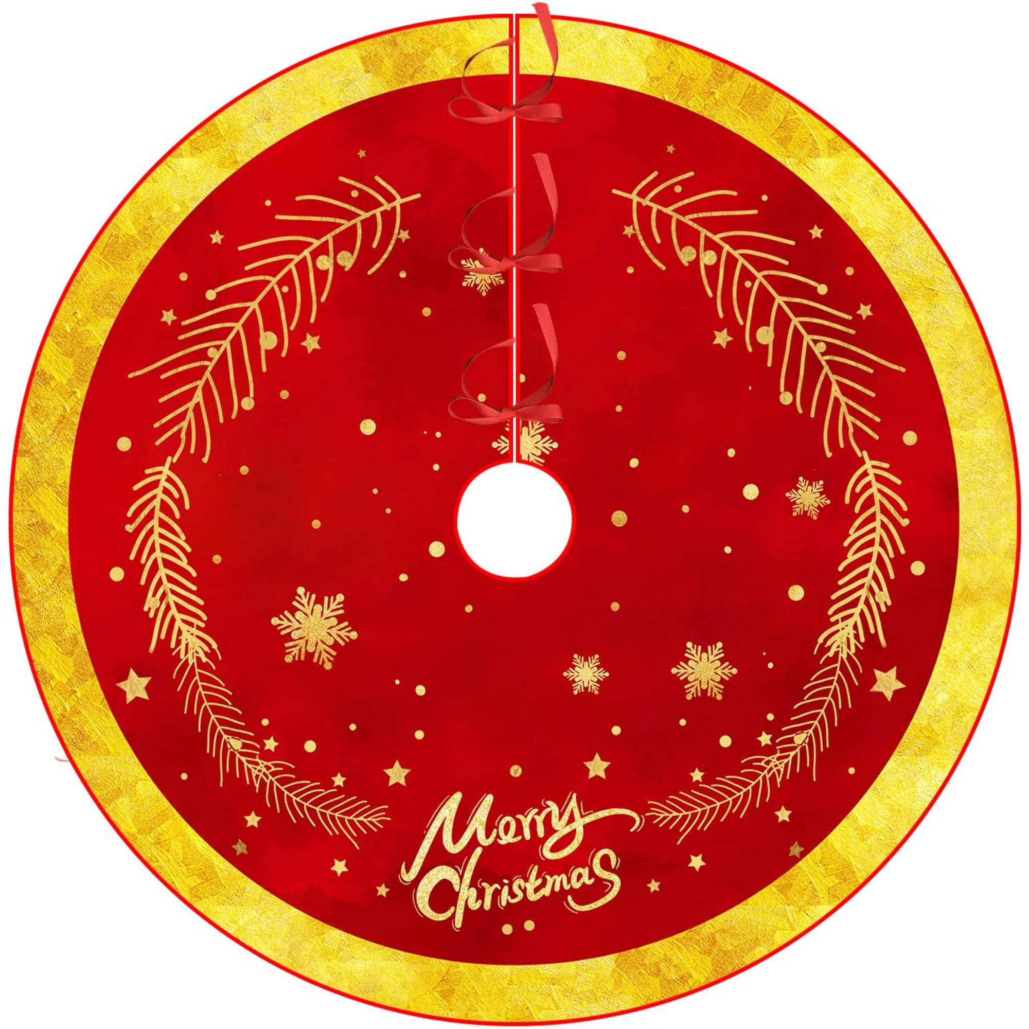 Textiles Hub Christmas Tree Skirt Red And Gold Tree Skirt Ornaments ...