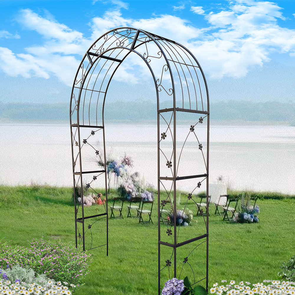 iYofe 98"H Metal Garden Arch Garden Arbor Trellis Climbing Plants ...