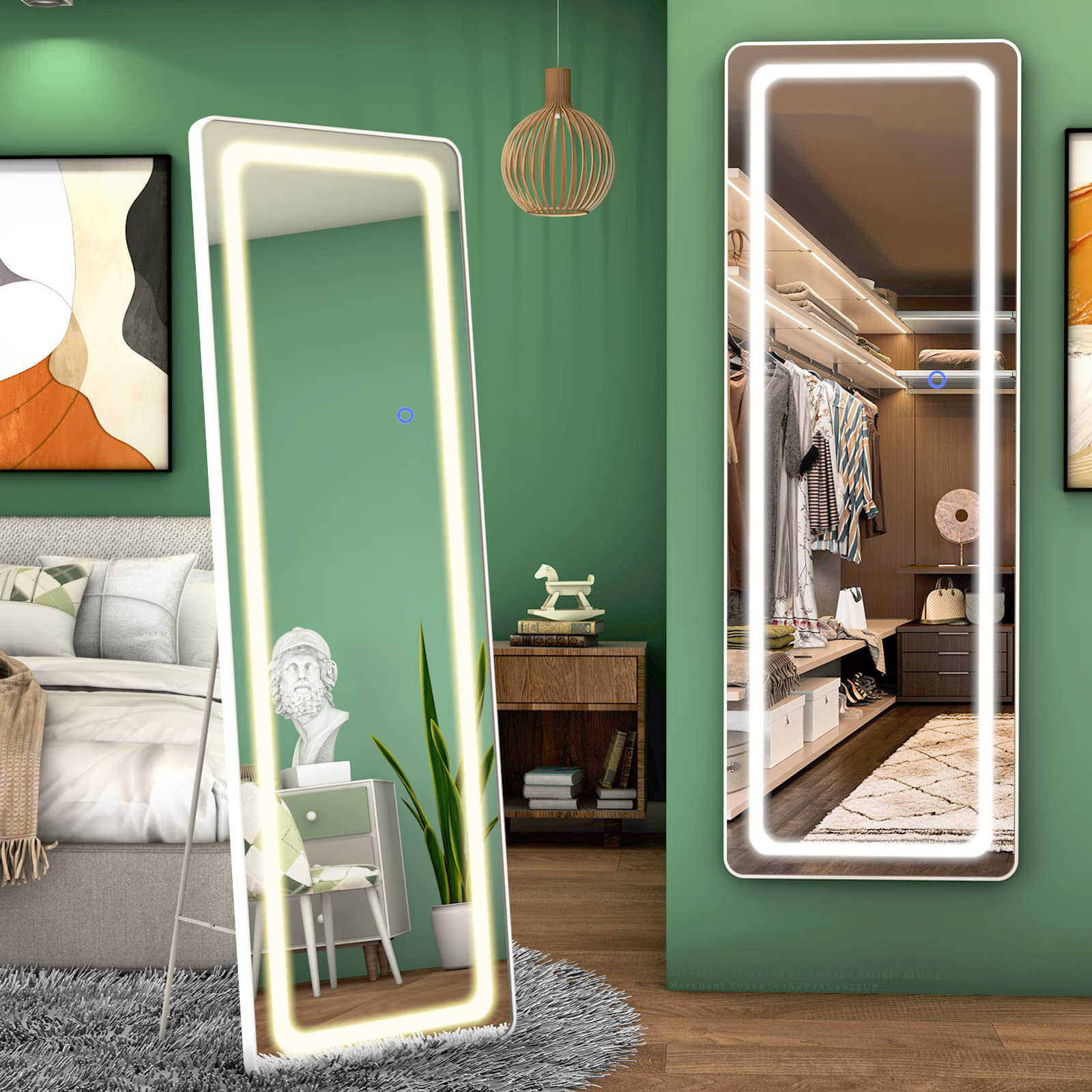 ABMC Modern White LED Lighted Mirror - Versatile, HD Quality, Hassle ...