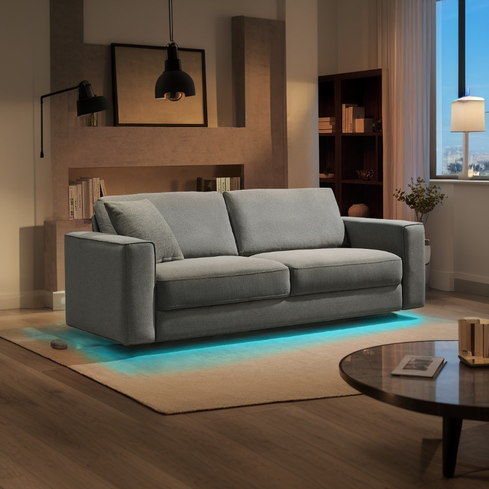 Wrought Studio™ Modern Sofa, 89 inch 3 Seater Sofa with LED light ...