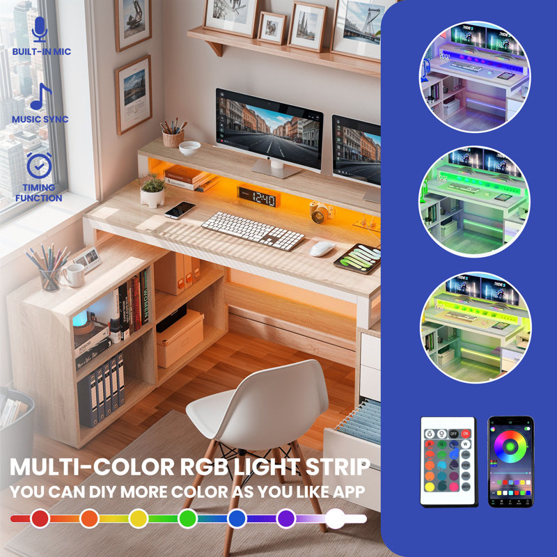 Ivy Bronx Cristel 65.4'' W L-Shaped Computer Desk & Reviews | Wayfair