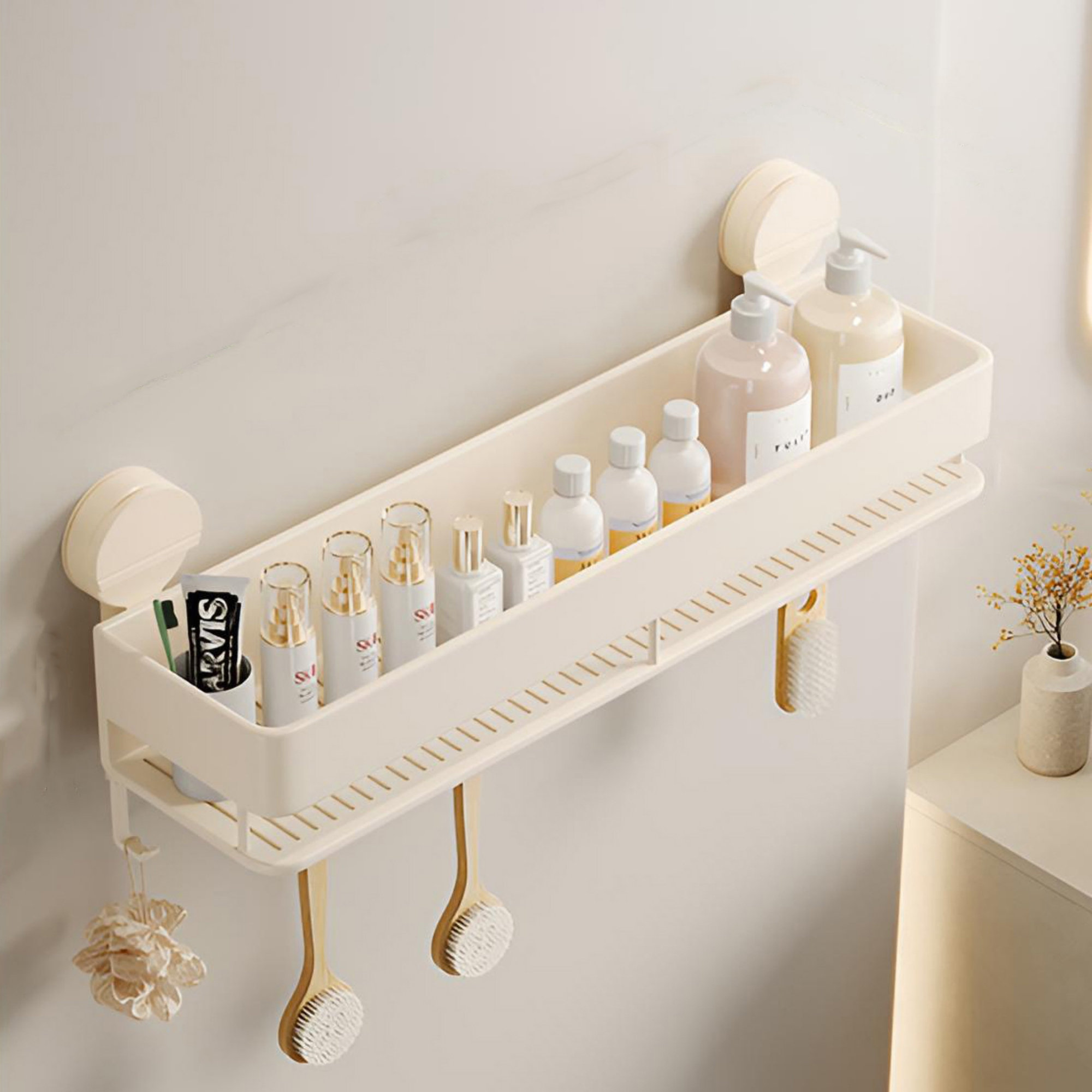 Rebrilliant Bathroom Suction Cup Storage Rack Bathroom Storage Rack ...