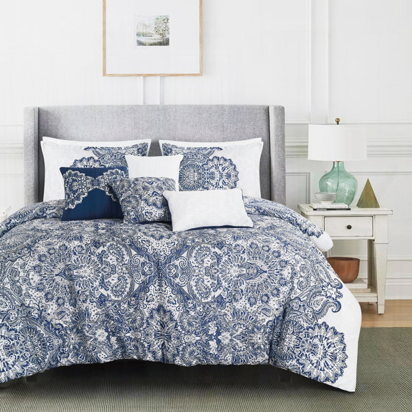 BRHF 7-Piece Comforter Set With Print Design, Ultra-Soft Microfiber ...