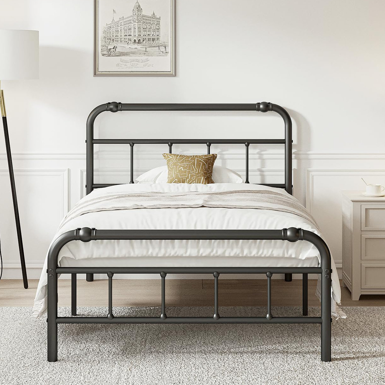 Williston Forge Ashwyn 18" High Platform Bed Frame, Victorian Style, No ...