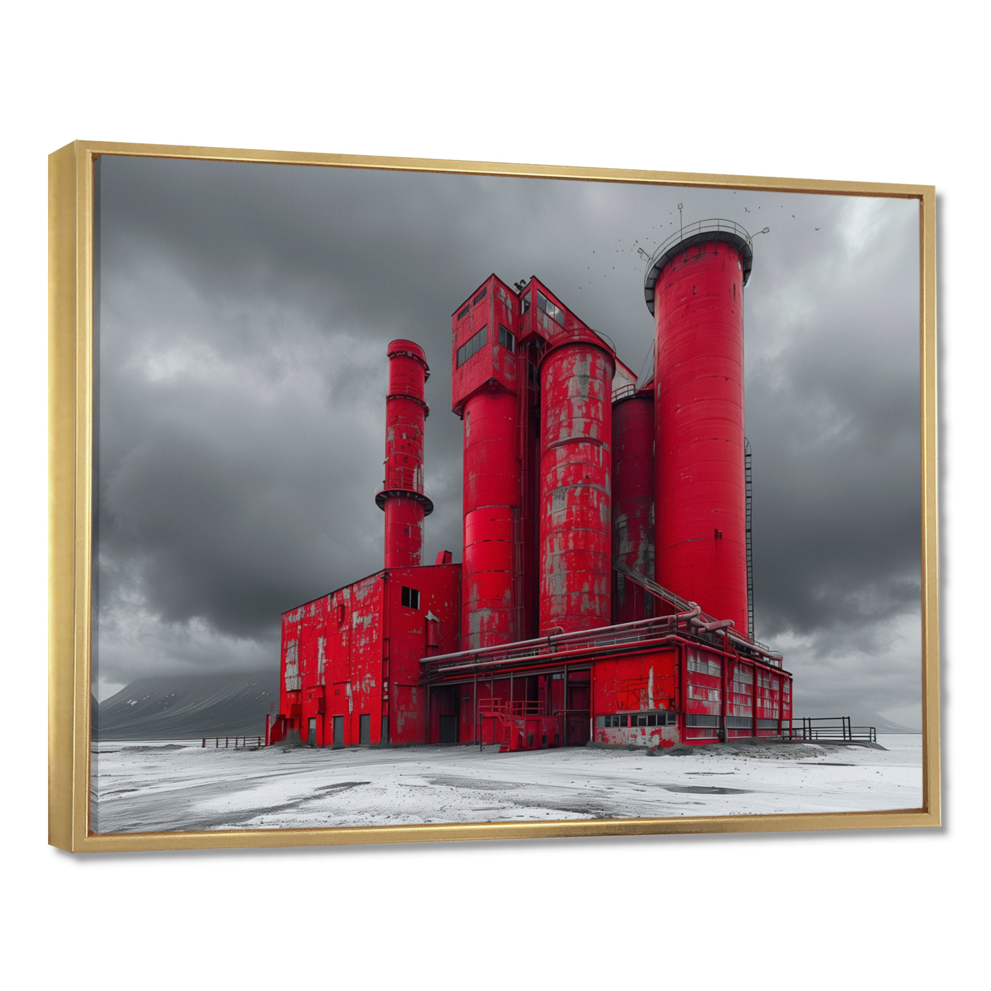 Ebern Designs Red Grey Industrial Strength Factories - Factories Wall ...