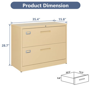 Latitude Run® 35.43'' Wide 2 -Drawer Steel File Cabinet & Reviews | Wayfair